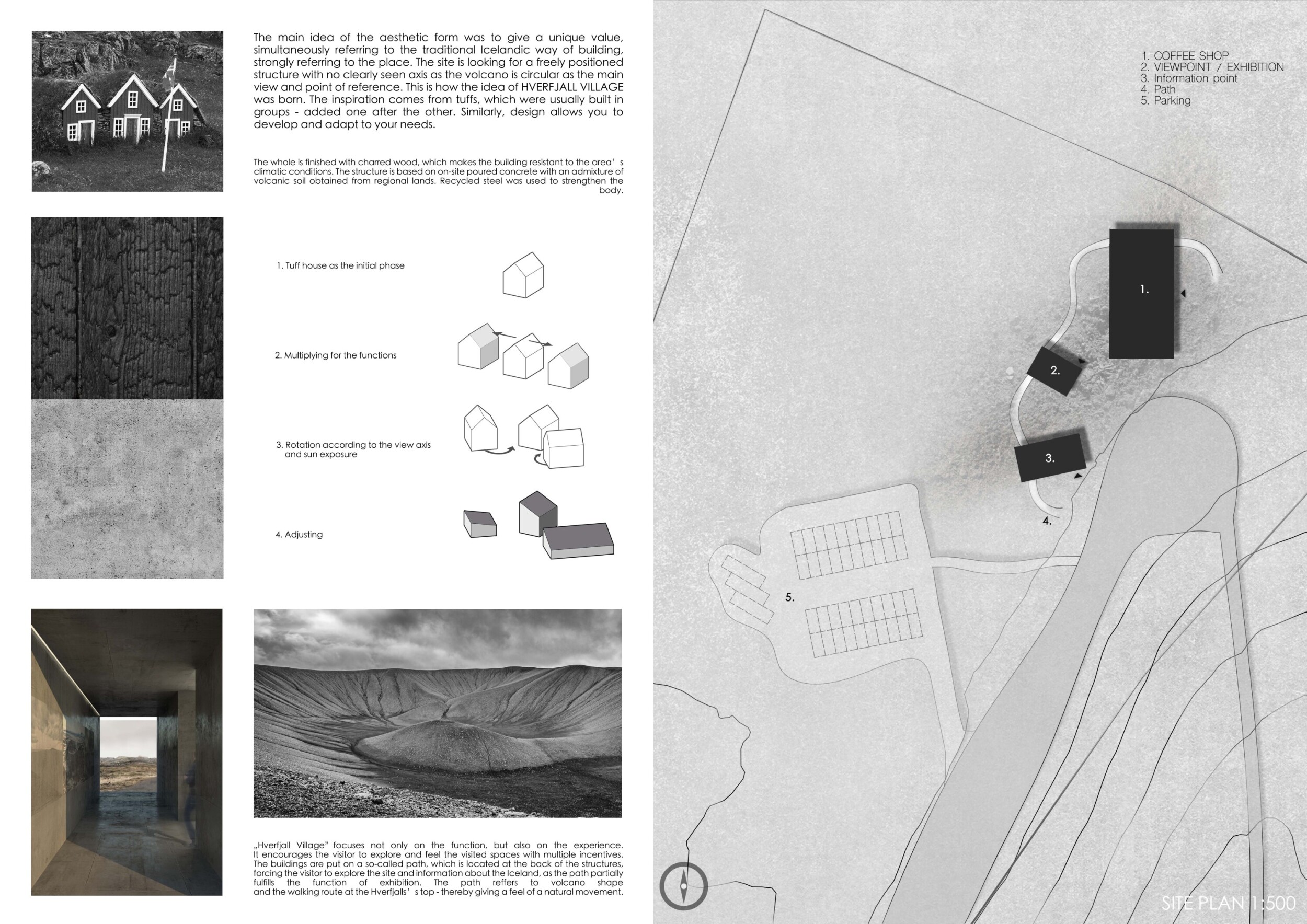 Architecture project // Charred Wood Structures Blending with Volcanic ...
