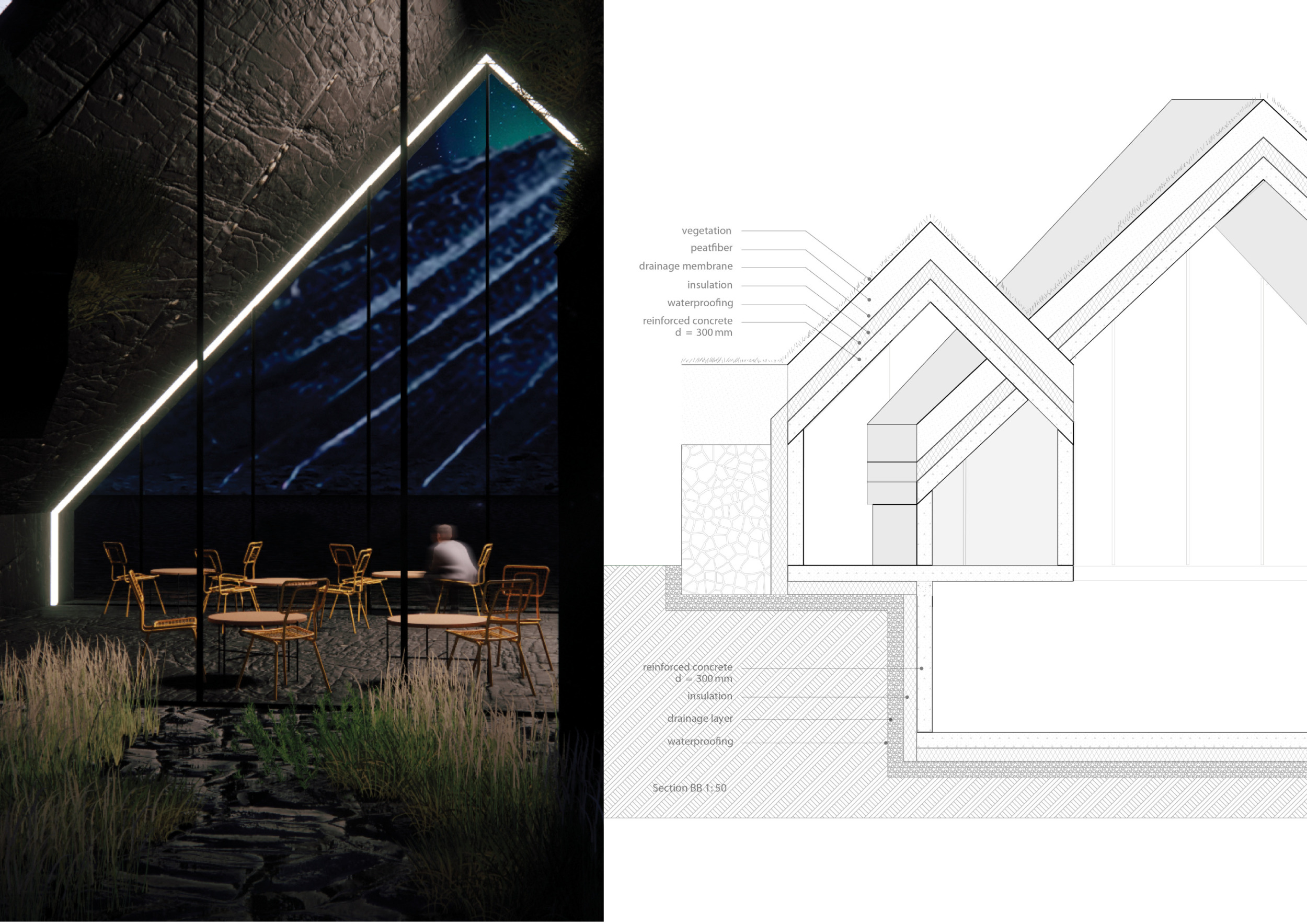 Architecture project // Turf Roof and Mirror Tunnel Highlighting ...