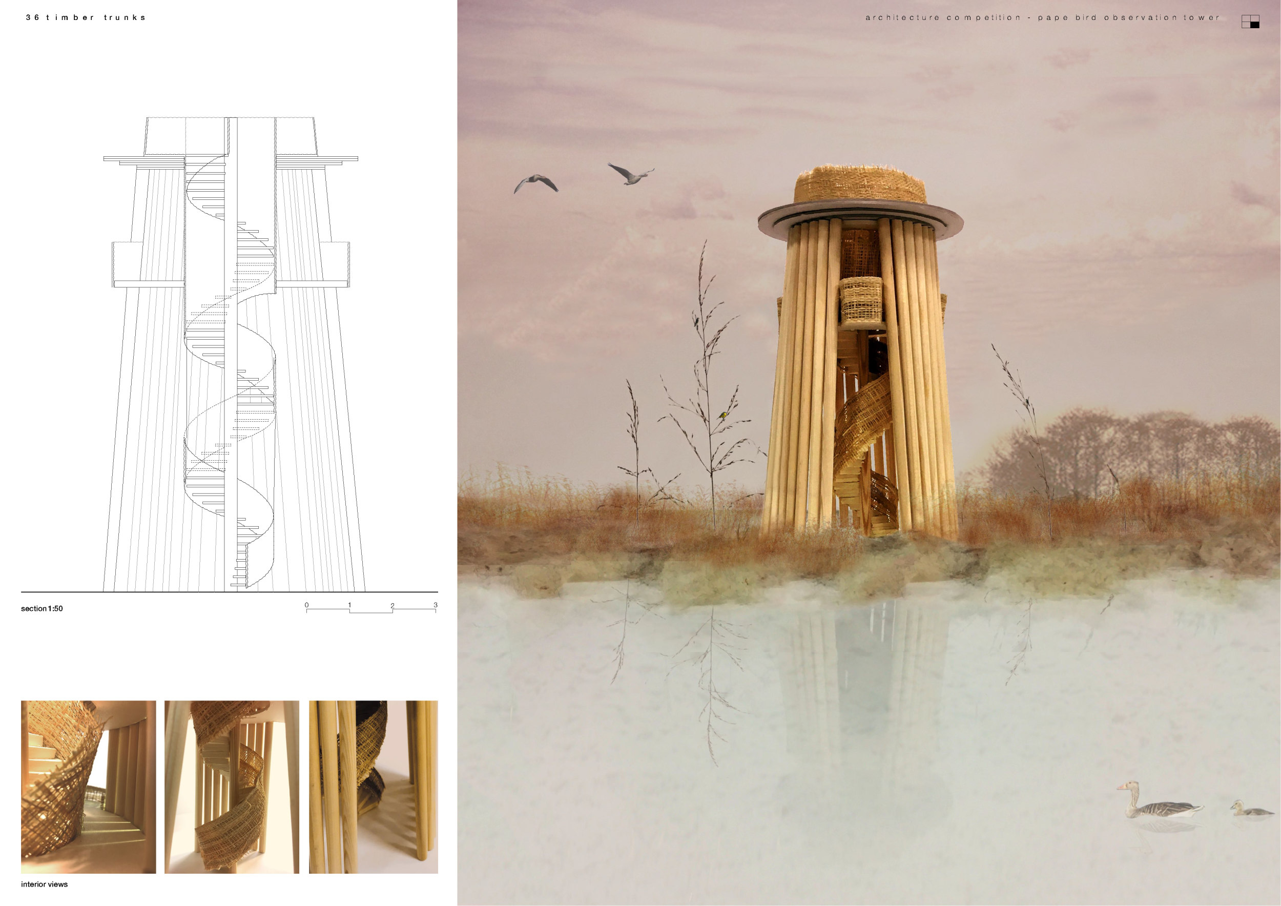 Architecture project // Cylindrical Observation Tower with Cross ...