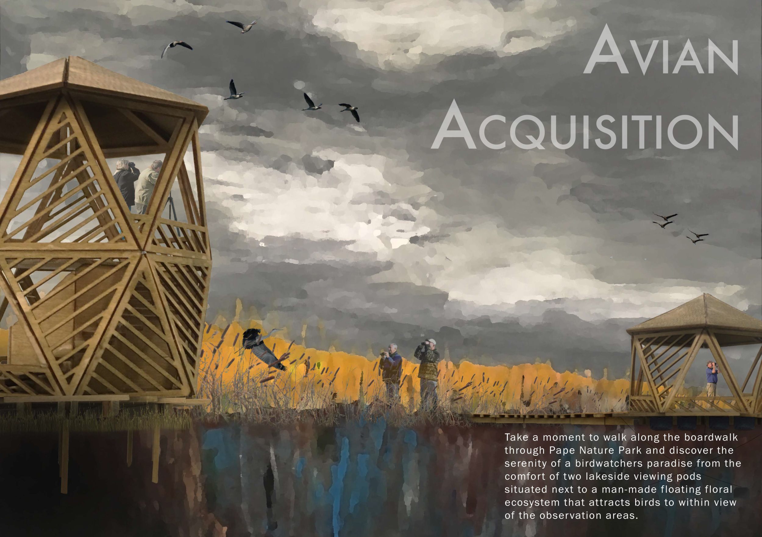Architecture project // Floating Ecosystems and Curvilinear Pathways ...