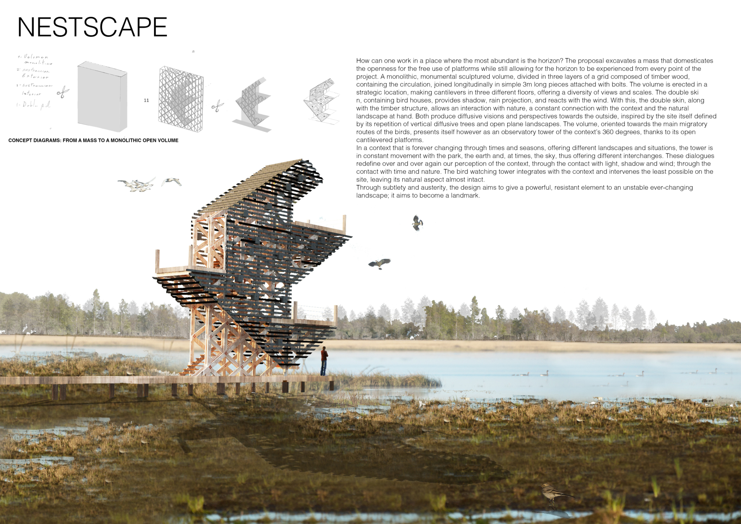 Architecture project // Layered Observation Tower Featuring Engineered ...