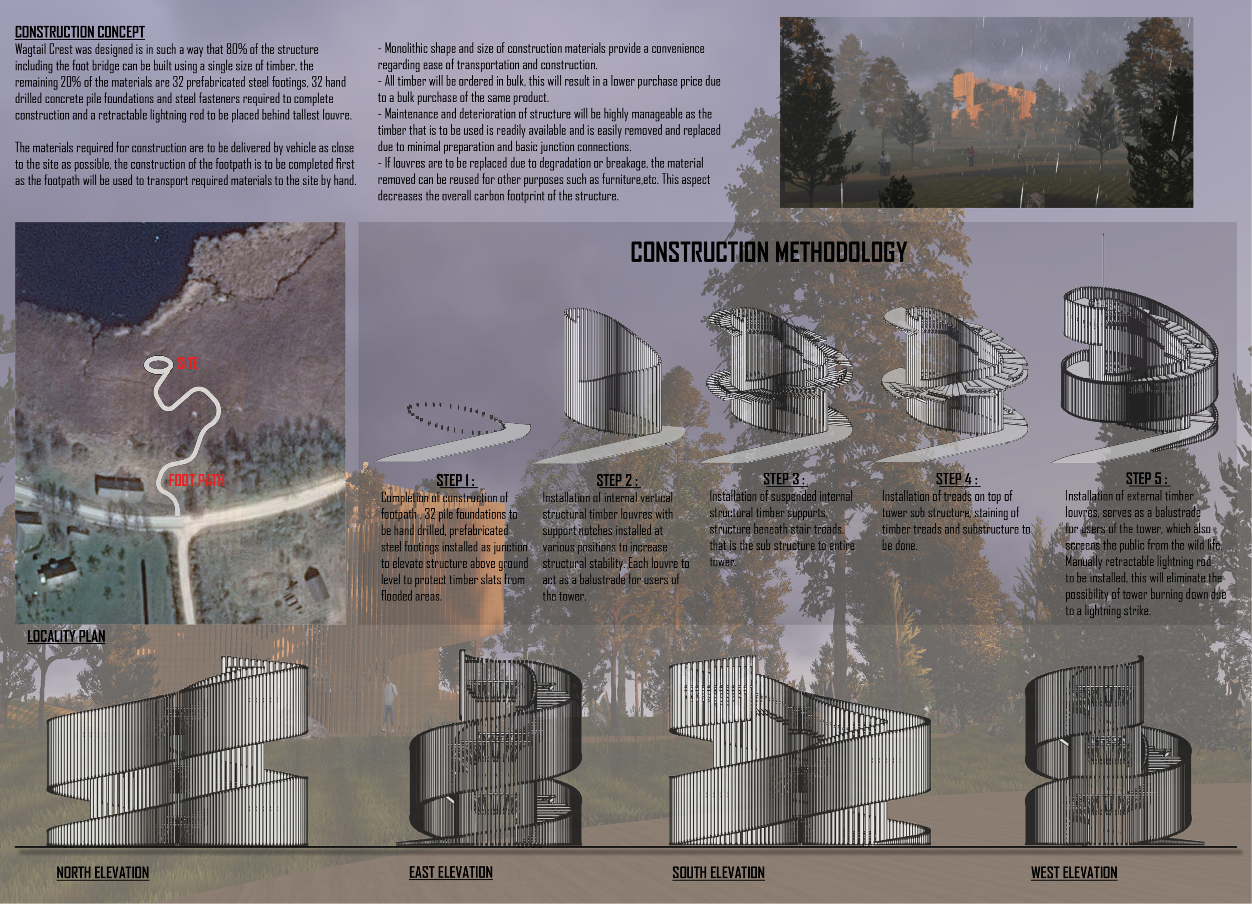 Architecture project // Spiral Pathways of Structural Steel and Timber ...