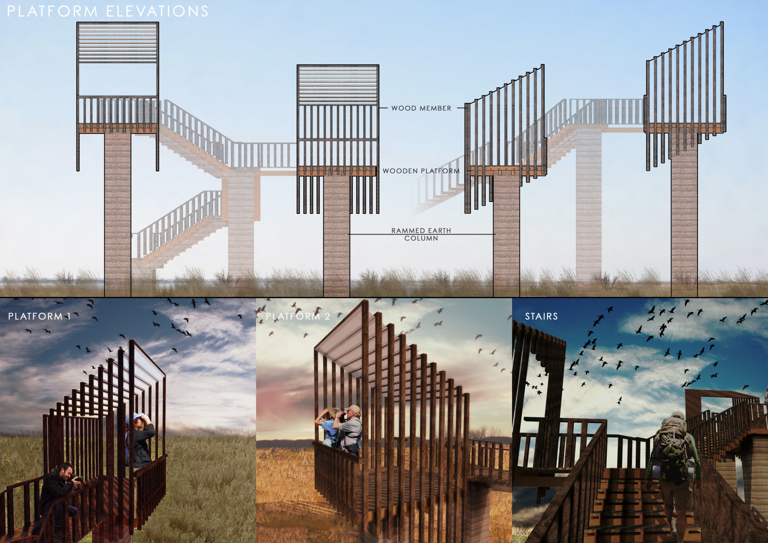 Architecture project // Rammed Earth Columns and Timber Platforms ...