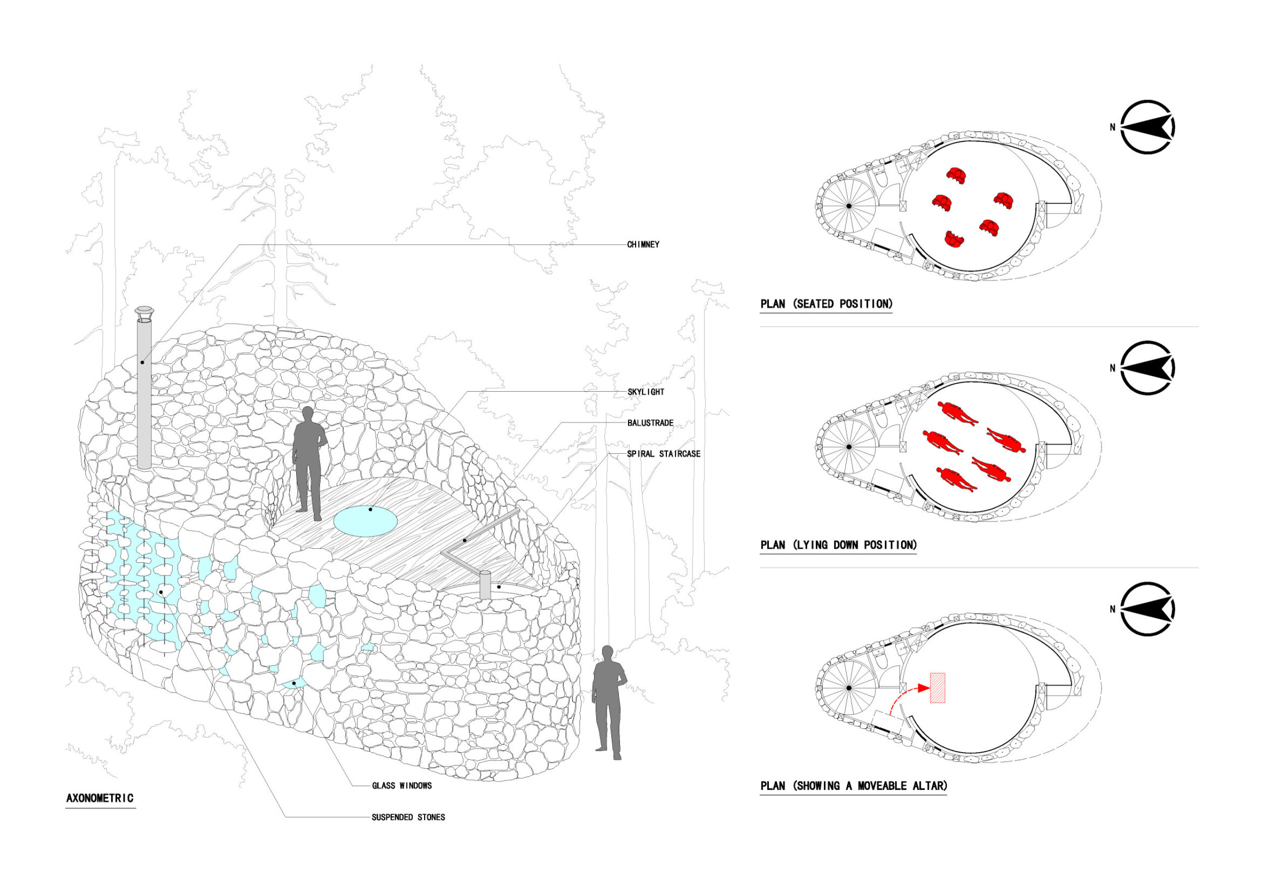 Architecture project // Floating Stone Elements in a Circular ...