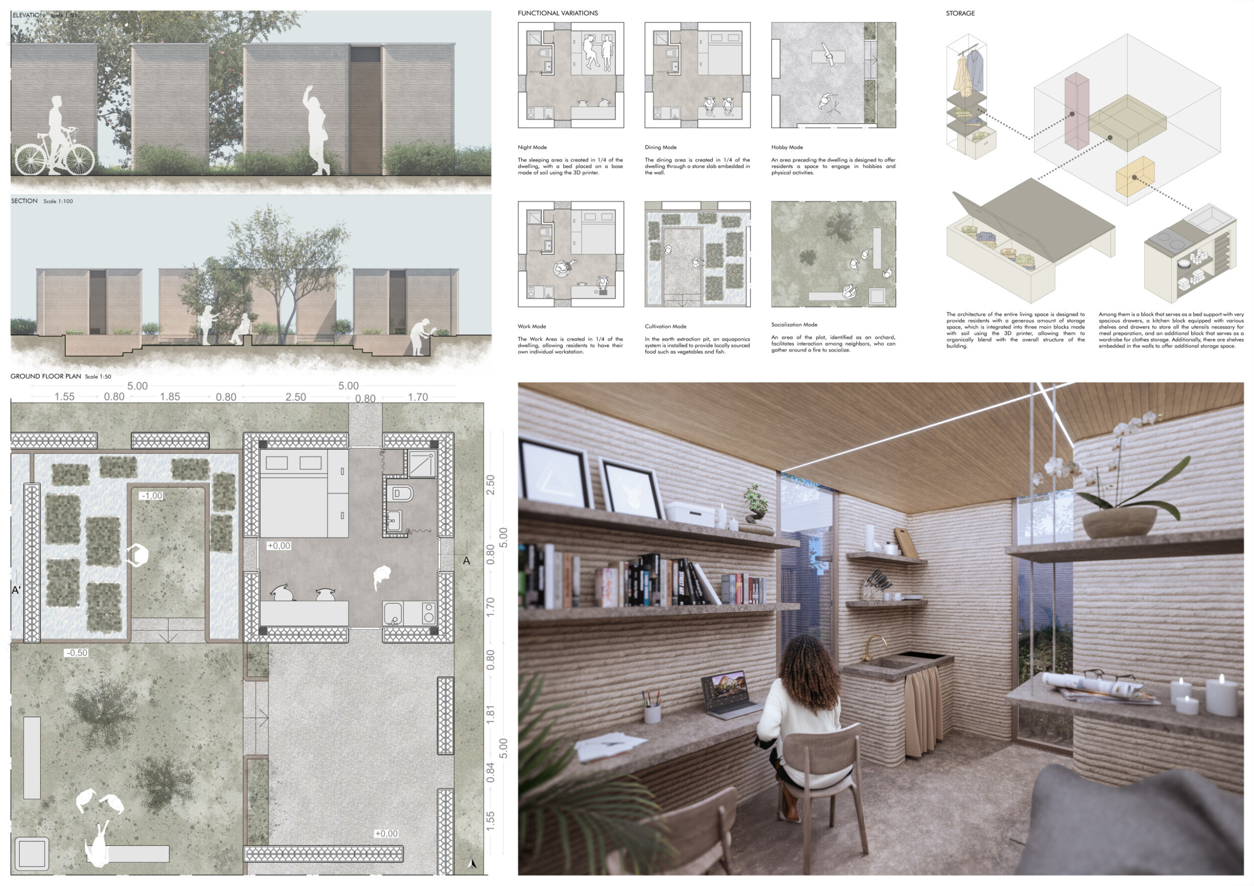 Architecture project // Rammed Earth Modules with Integrated Community ...