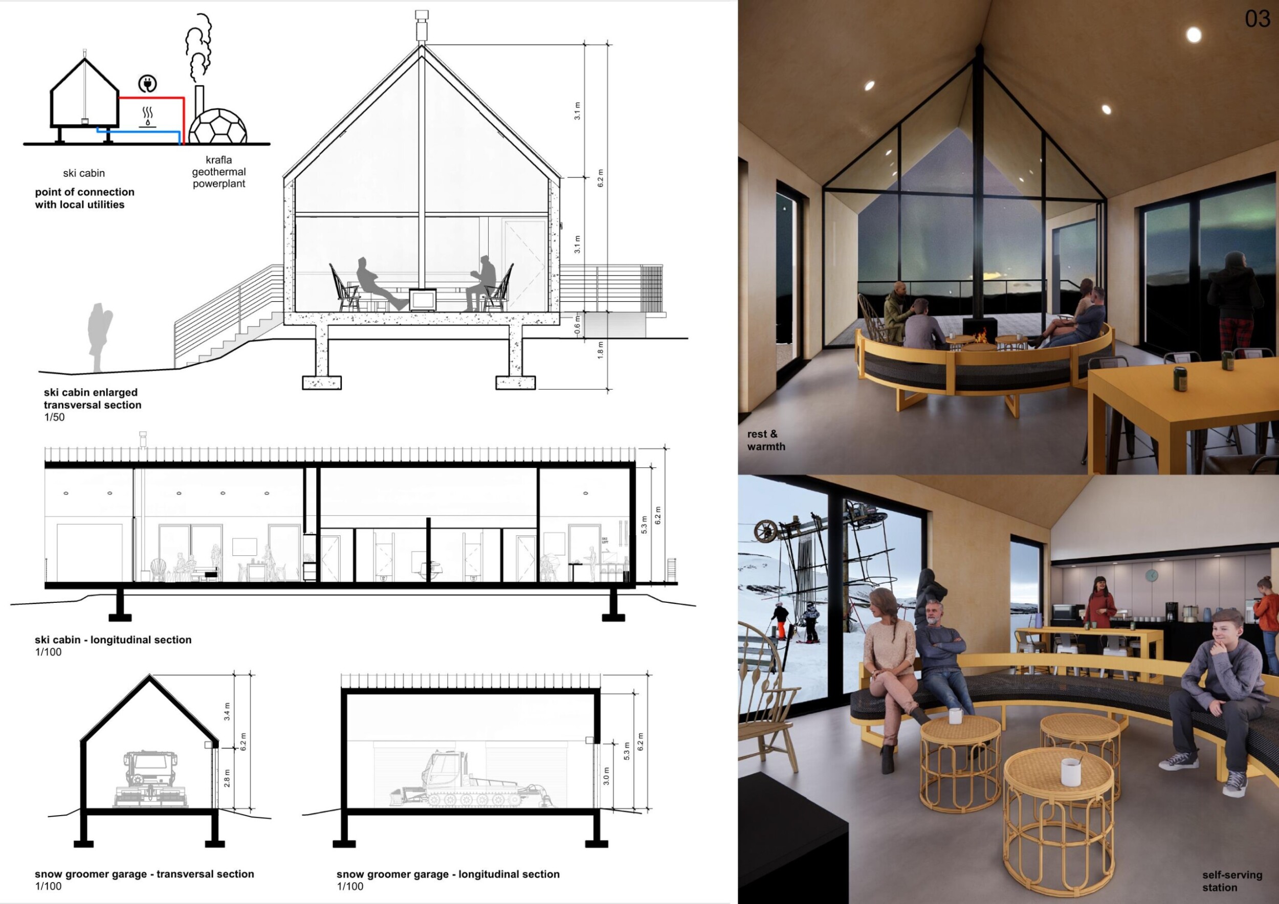 Architecture project // Geothermal Ski Cabin Featuring Concrete Walls ...