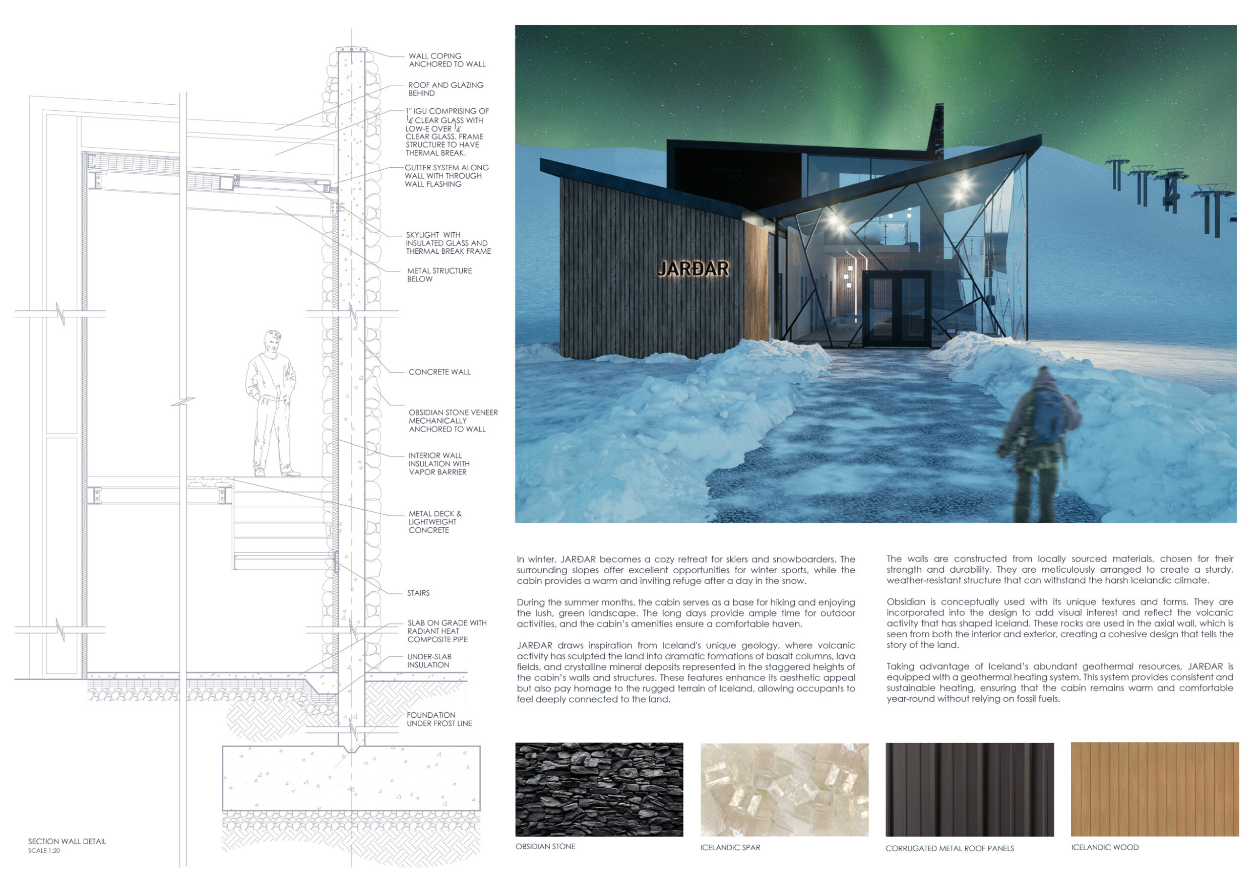 Architecture project // Obsidian Clad Lodge Embracing Geothermal ...