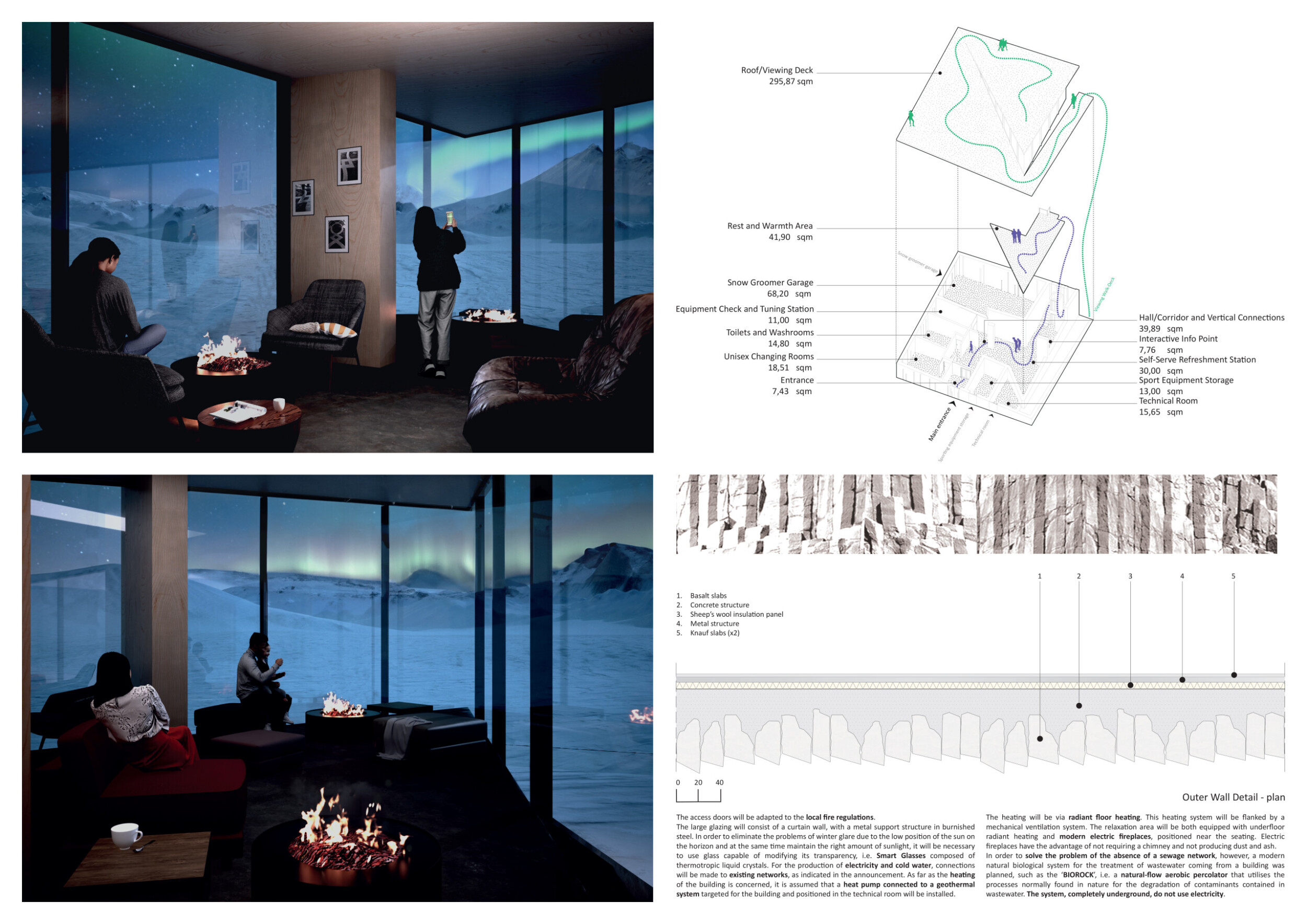 Architecture project // Basalt Clad Structure with Angled Roof Form ...