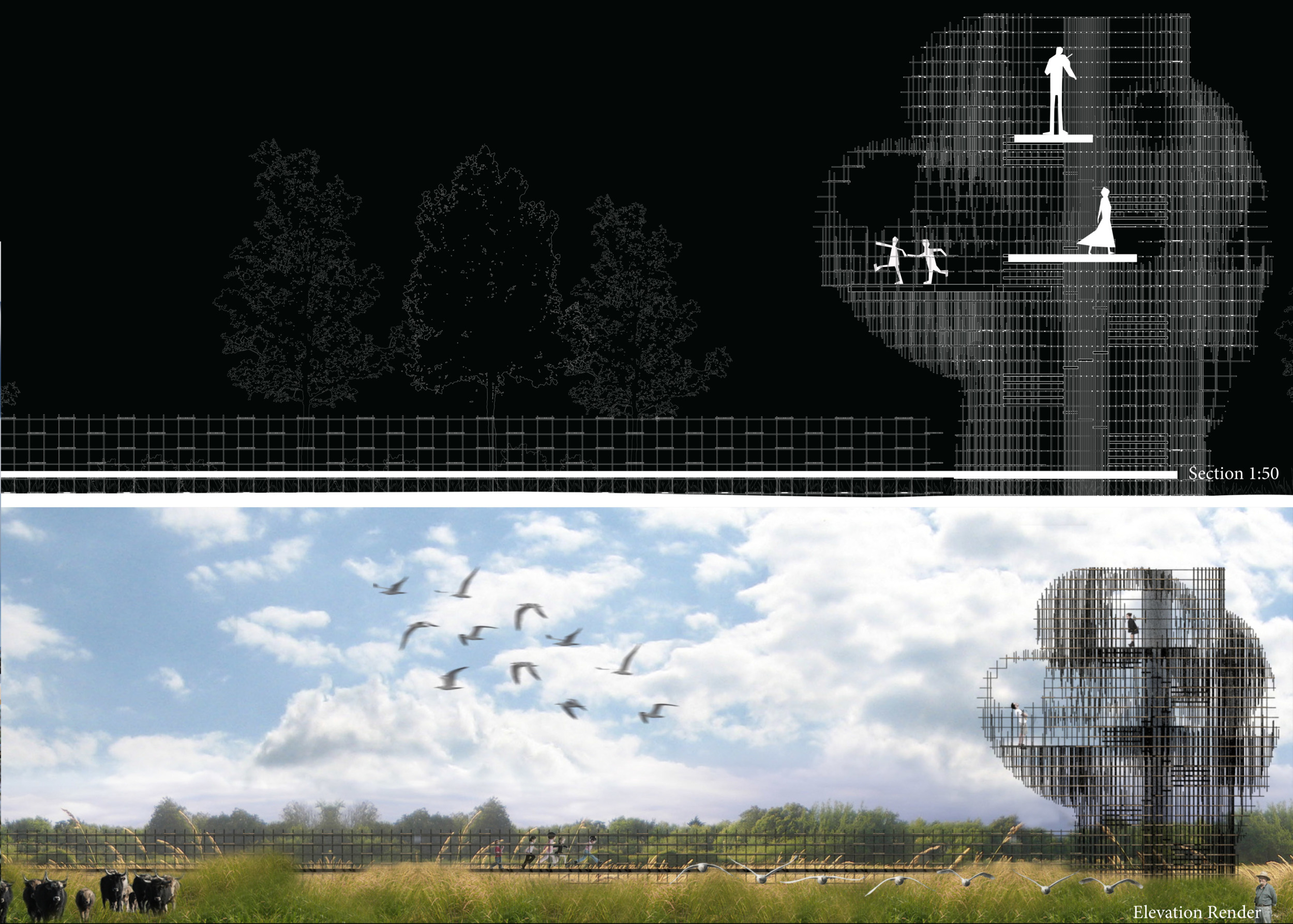 Architecture project // Spiral Observation Tower Crafted from Cross ...