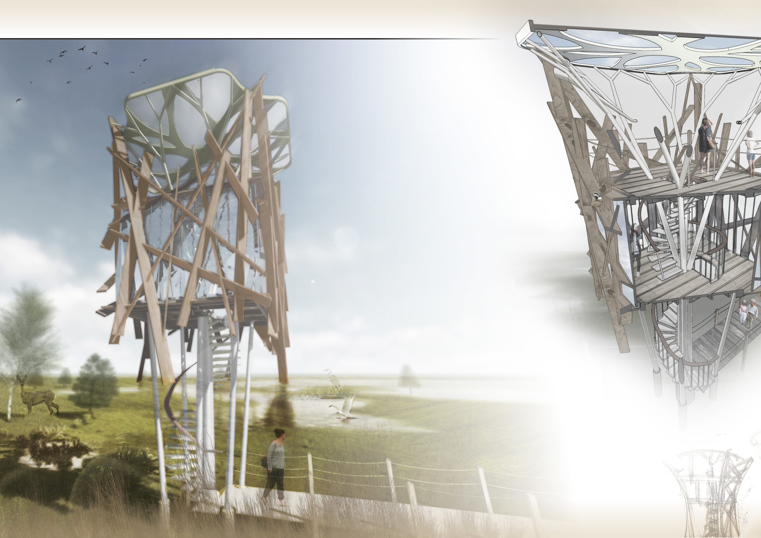 Architecture project // One-Way Mirrored Glass Observation Tower ...