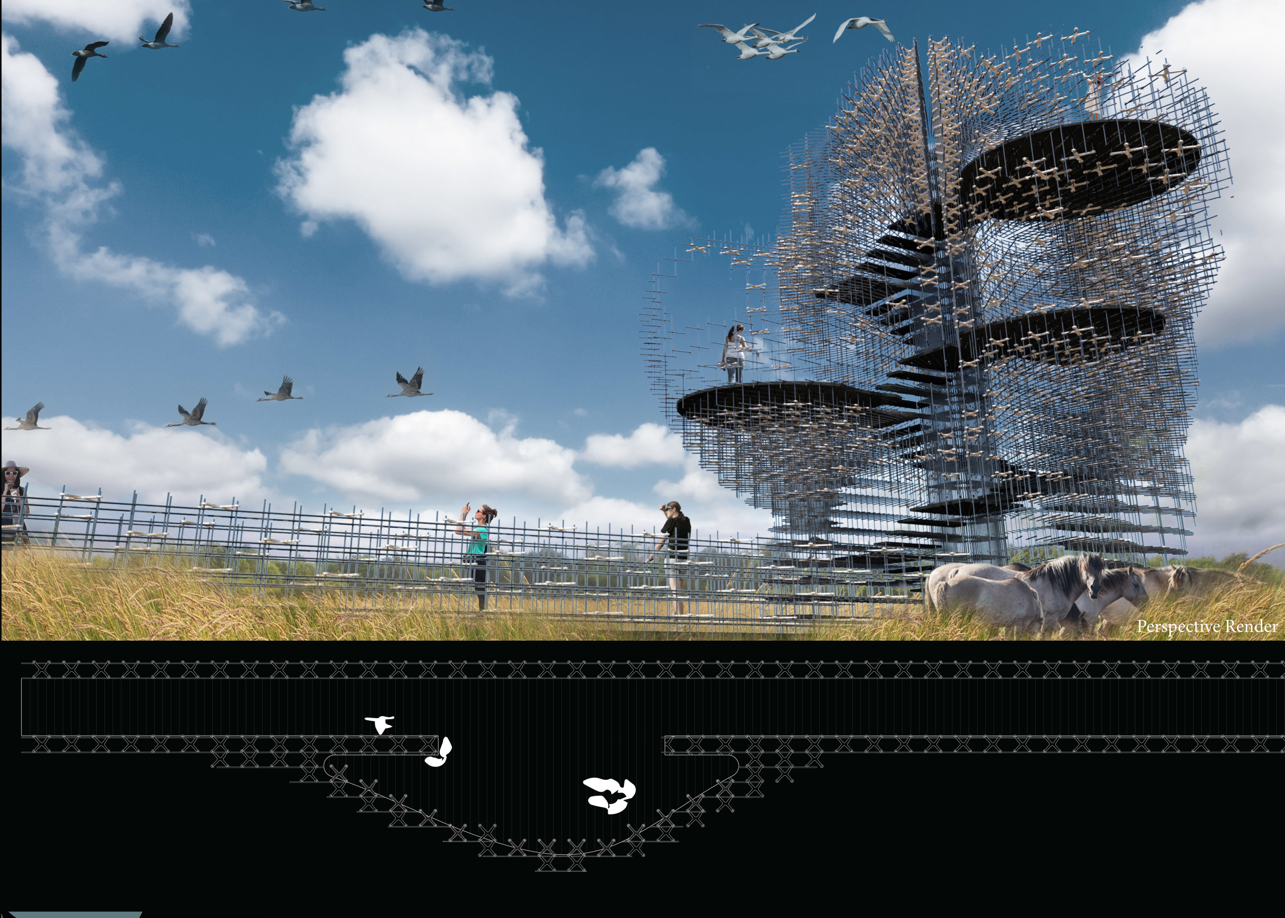 Architecture project // Spiral Observation Tower Crafted from Cross ...