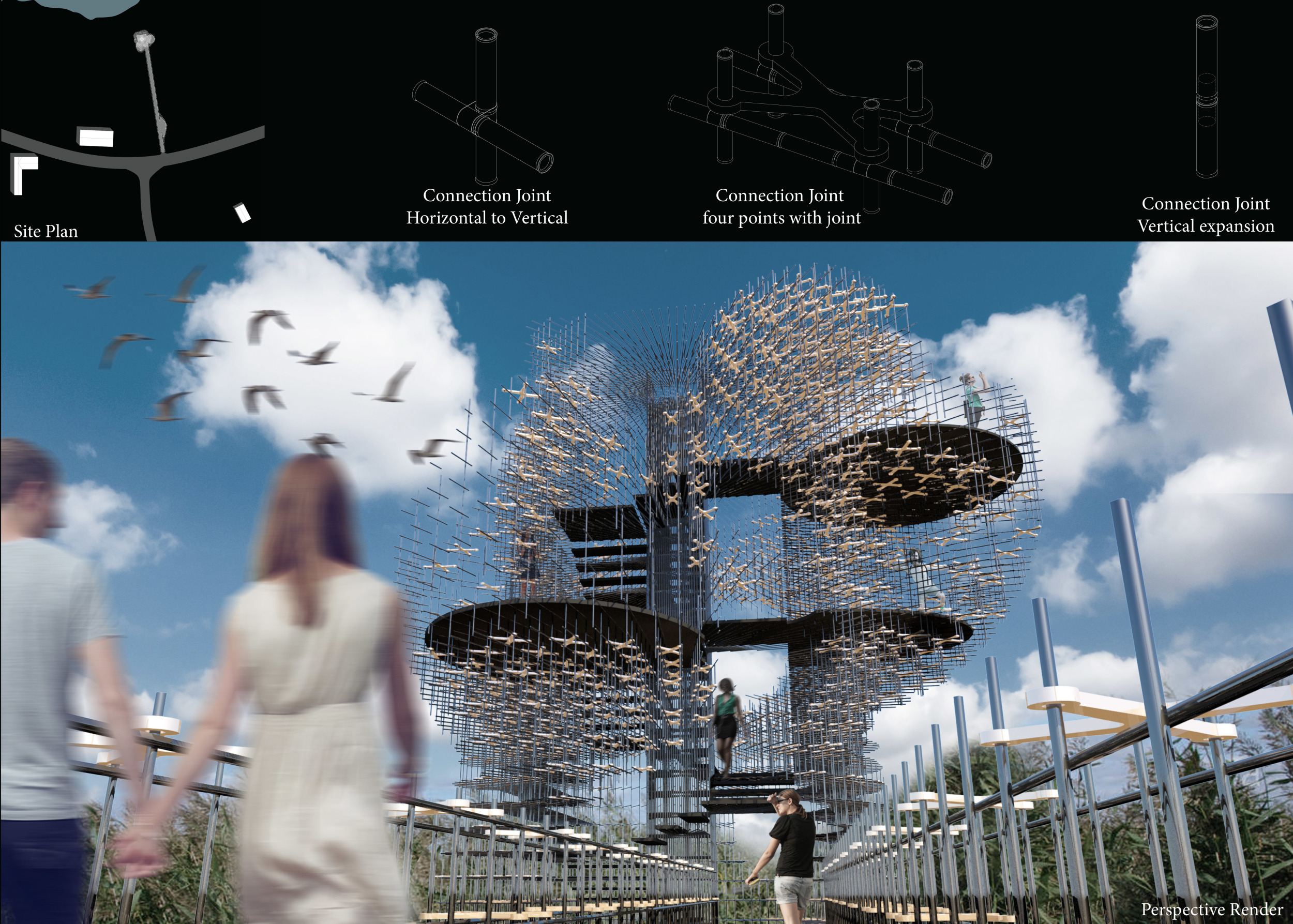 Architecture project // Spiral Observation Tower Crafted from Cross ...