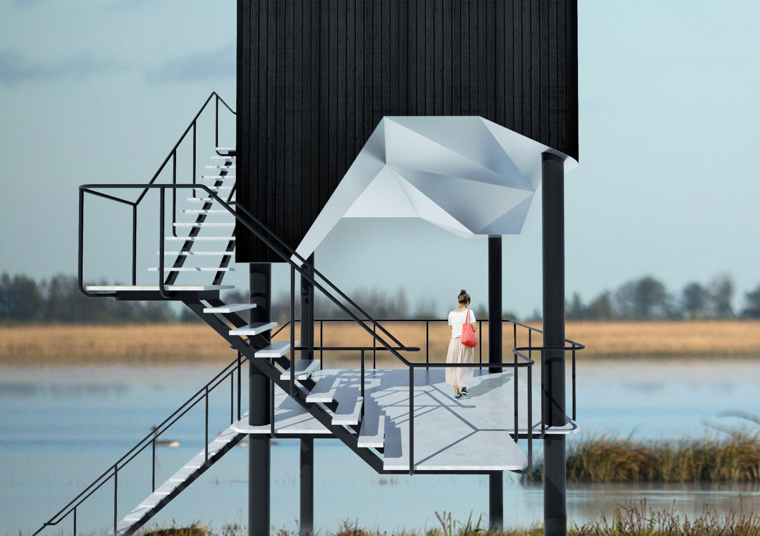 Architecture project // Charred Wood Shingles and Steel Framework ...