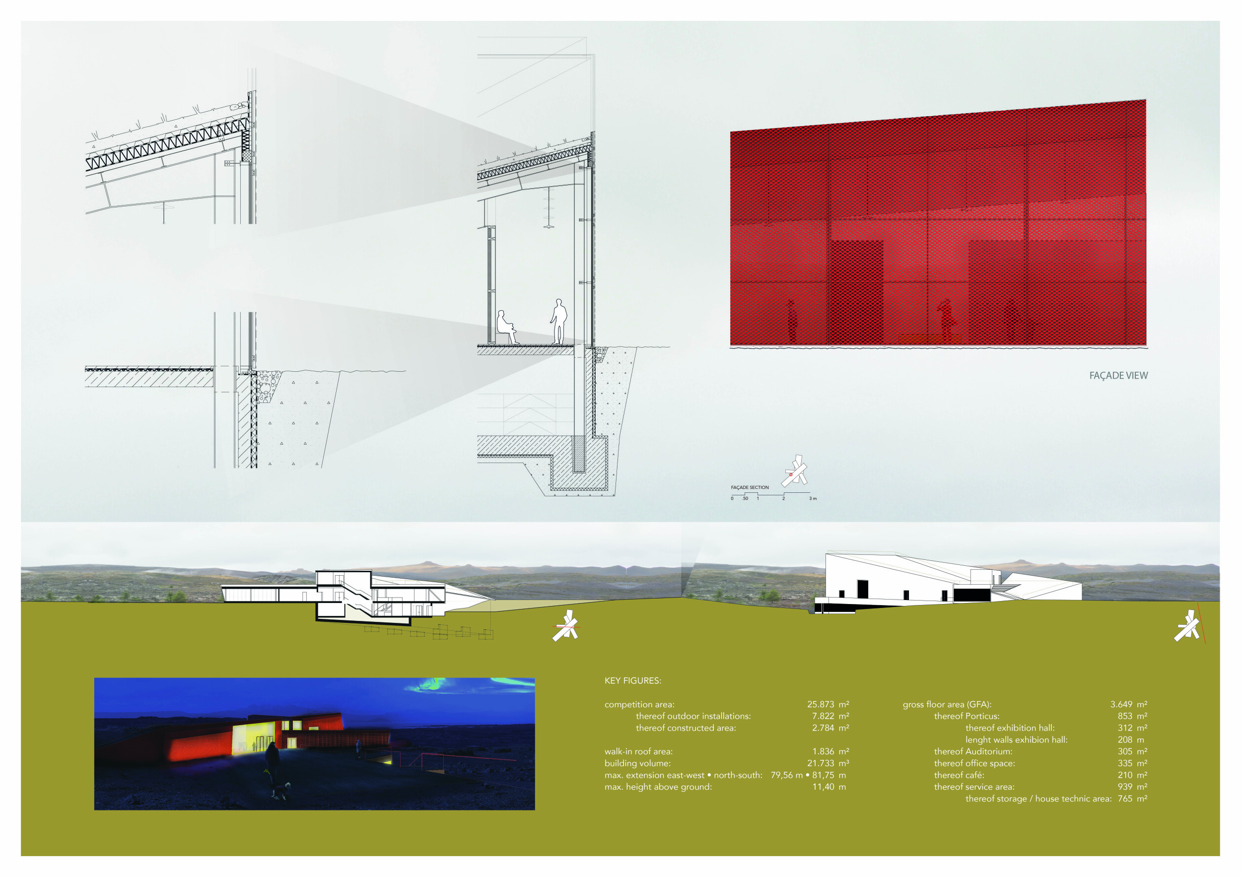 Architecture project // Portico of Expanded Metal Framing Views of Lake ...