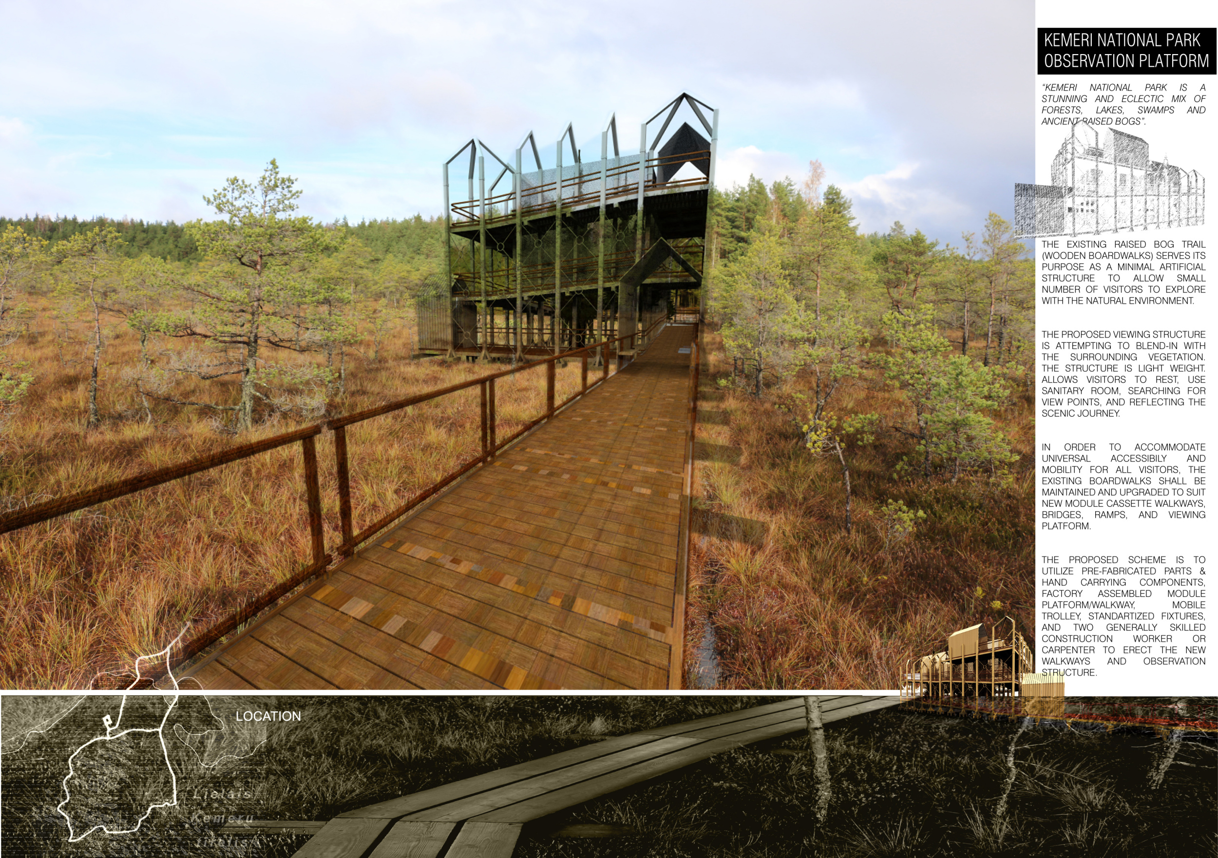 Architecture project // Elevated Viewing Platform Constructed with ...
