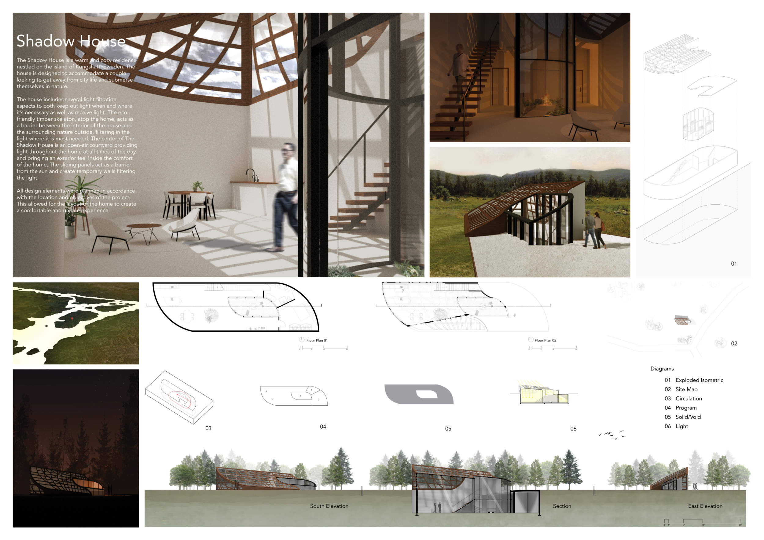 Architecture project // Timber Skeleton Embracing Light in a Nature ...