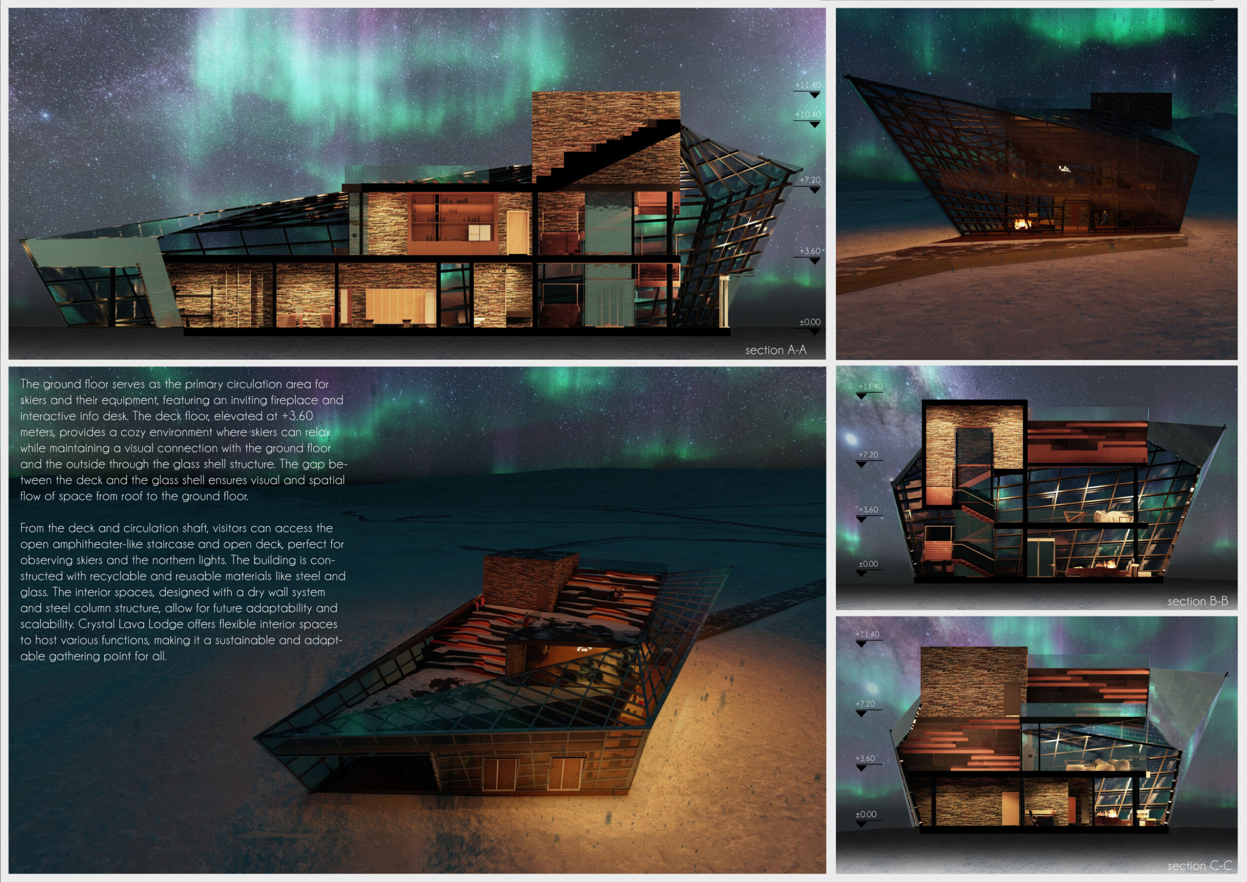 Architecture project // Crystalline Facade of Local Volcanic Stone and ...