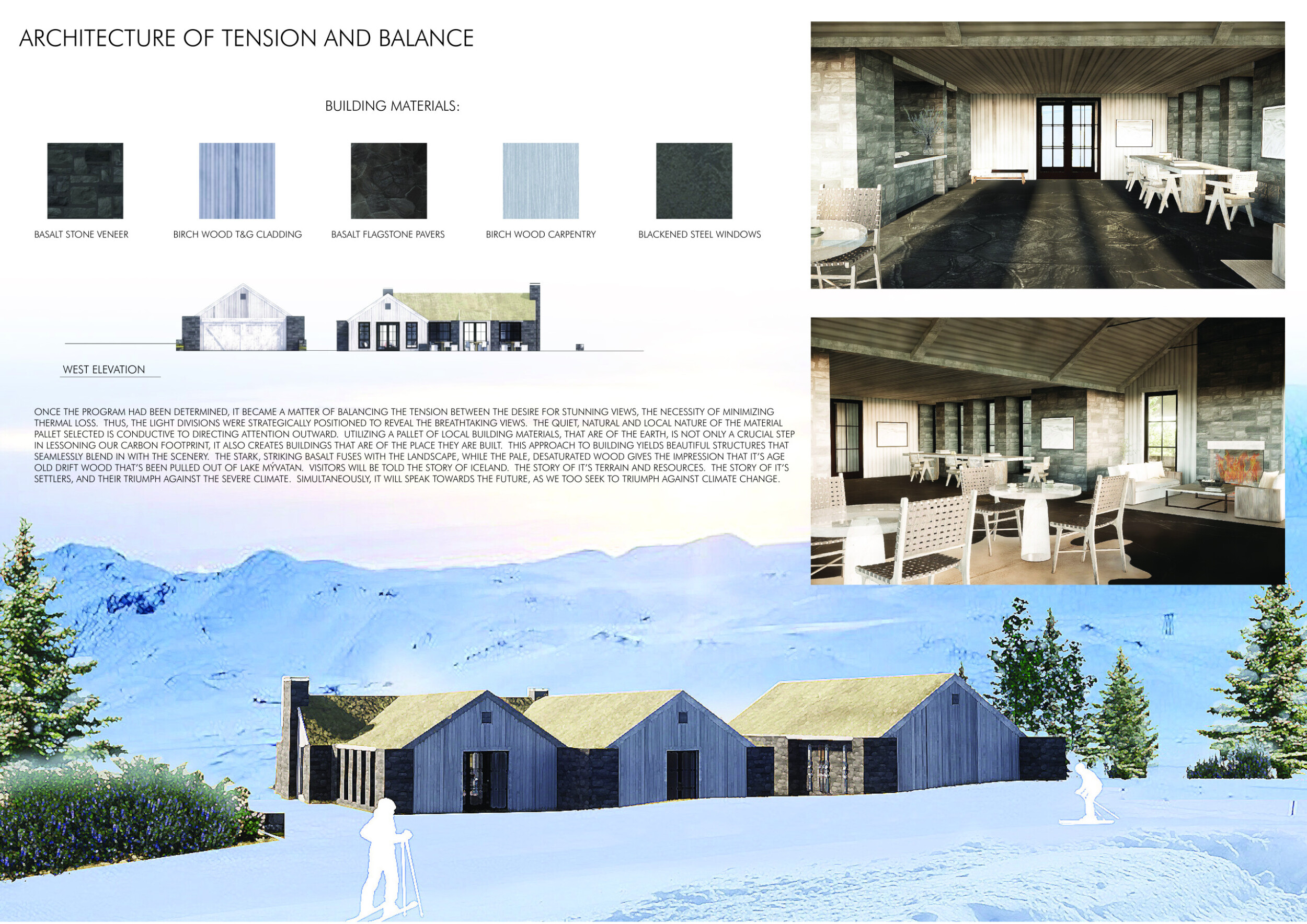 Architecture project // Basalt Stone Facade and Green Roof Integration ...