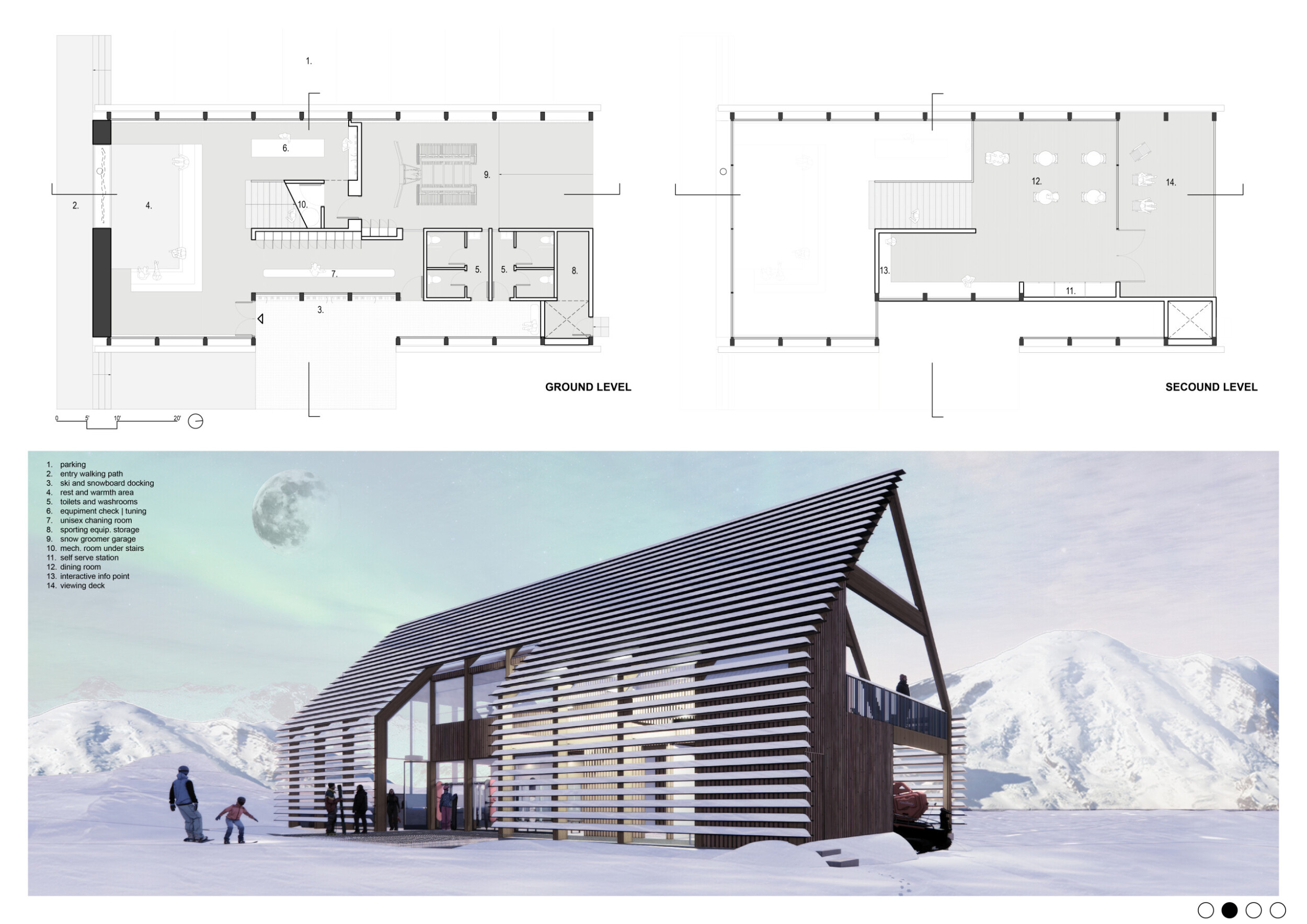 Architecture project // Seasonally Adaptive Ski Cabin with Mass Timber ...