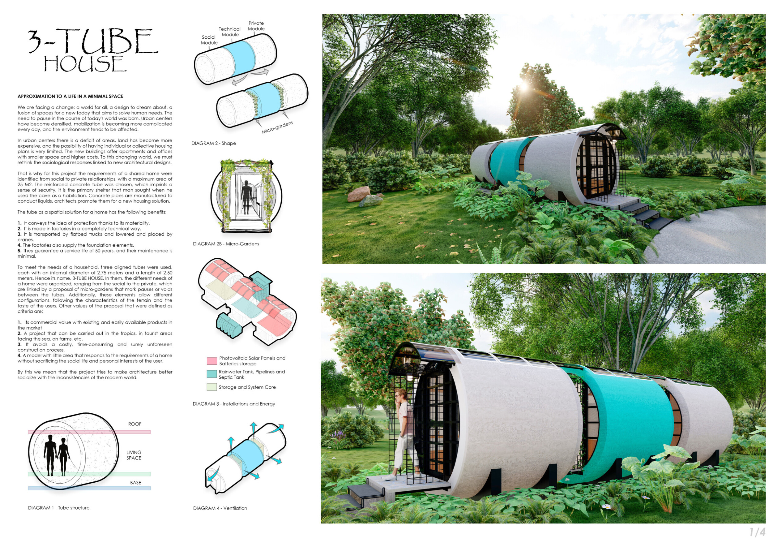 Architecture project // Tubular Living Spaces Enhanced by Carbonized ...