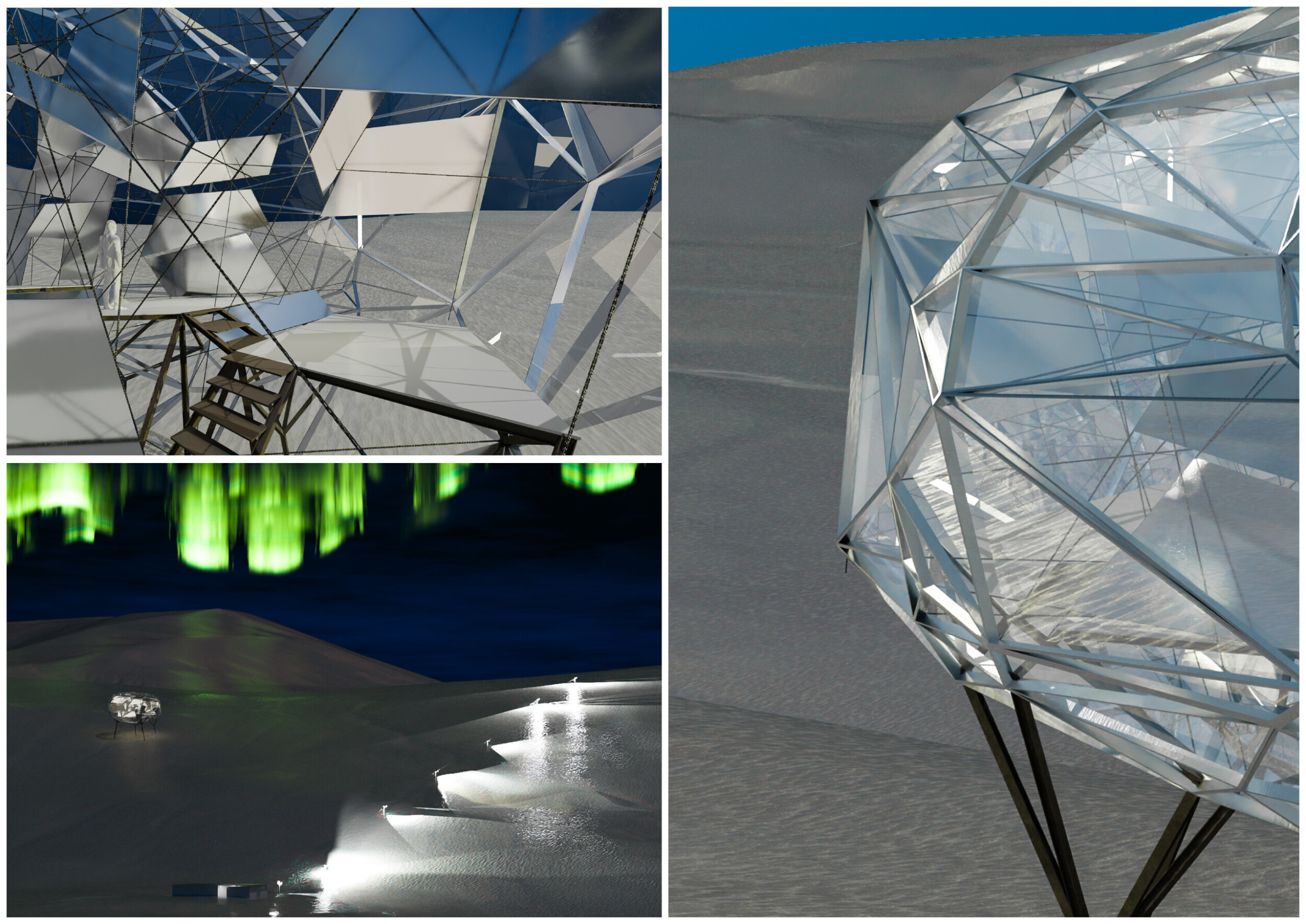 Architecture project // Suspended Aluminum Mirrors and Transparent ...