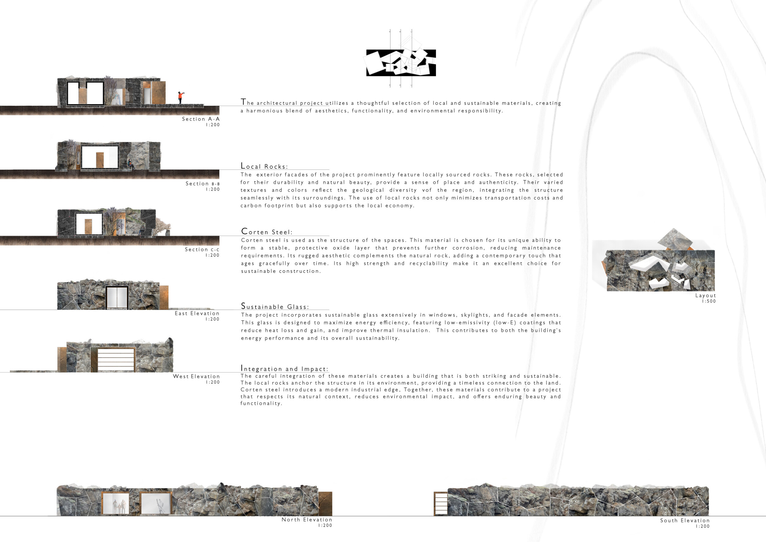 Architecture project // Corten Steel Canopies Merging with Local Rock ...