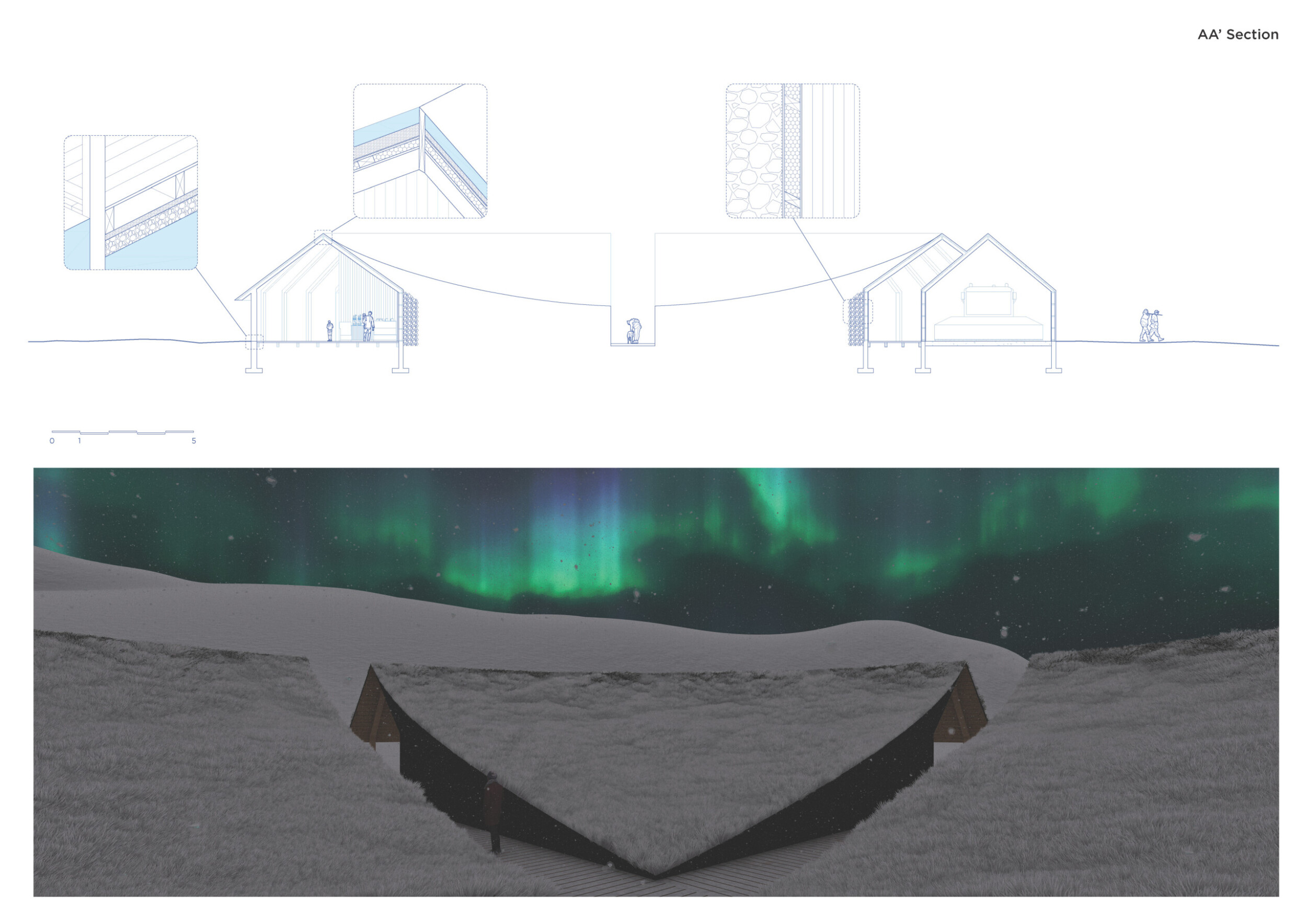 Architecture project // Turf Roofed Ski Cabin with Circular Geometry ...