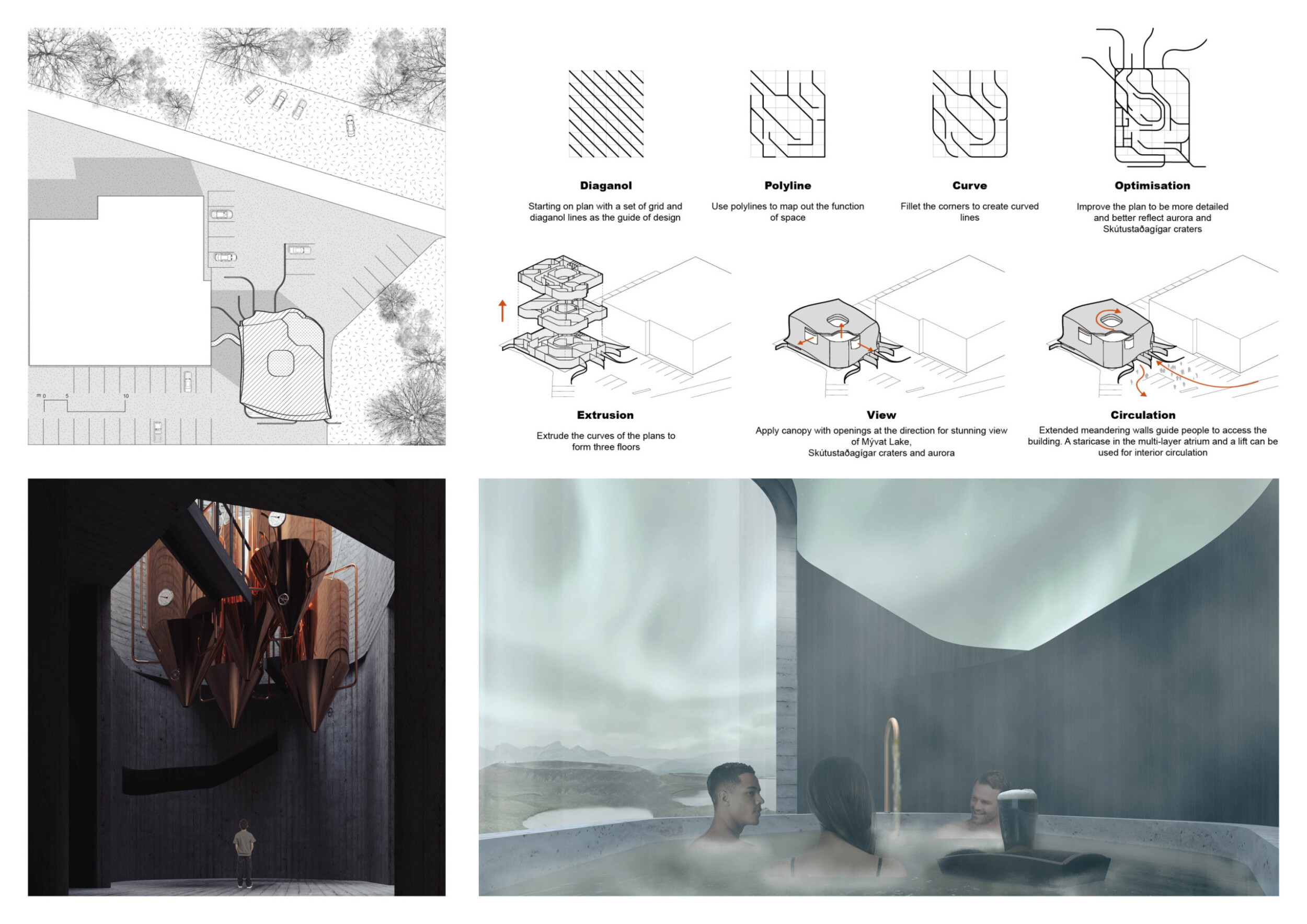 Architecture project // Curved Concrete Pathways and Panoramic Views in ...