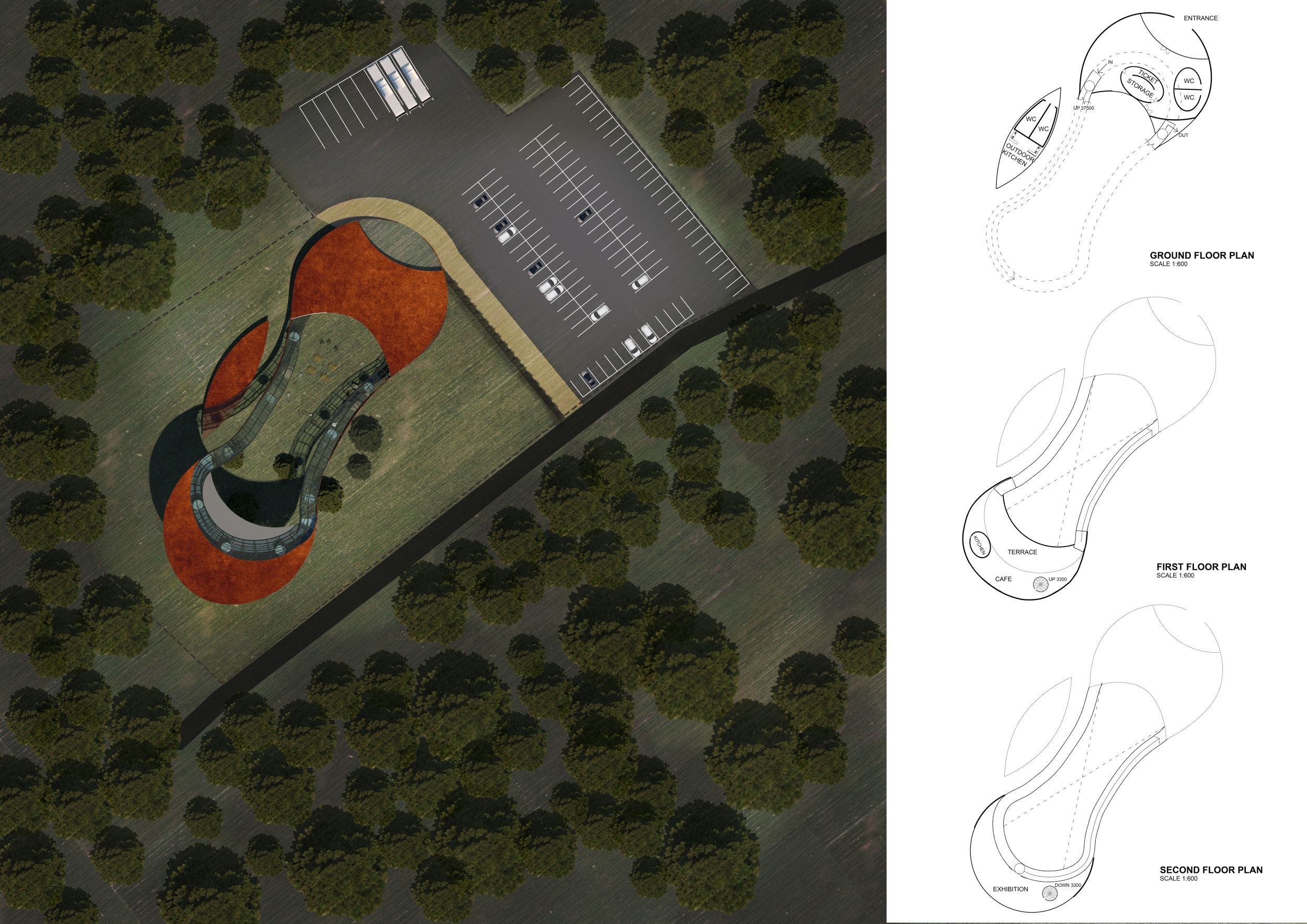 Architecture project // Elevated Panoramas with Organic Loop Transportation