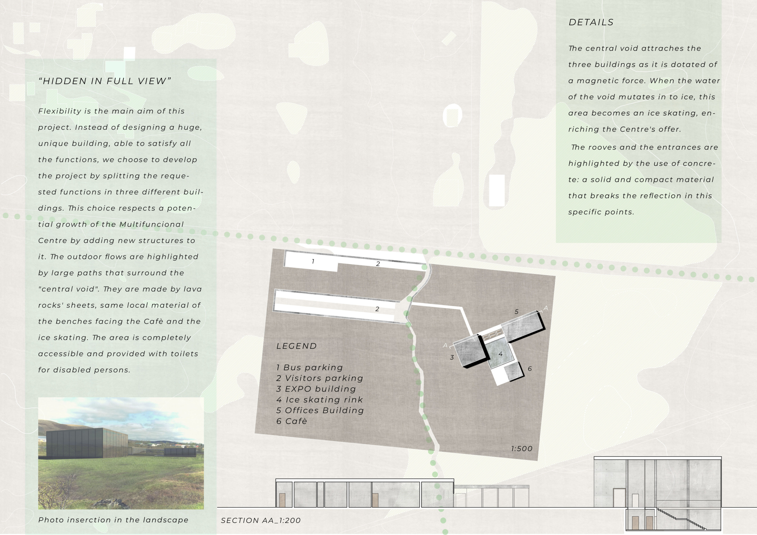 Architecture project // Lava Rock Paths and Ice Skating Rink in a ...
