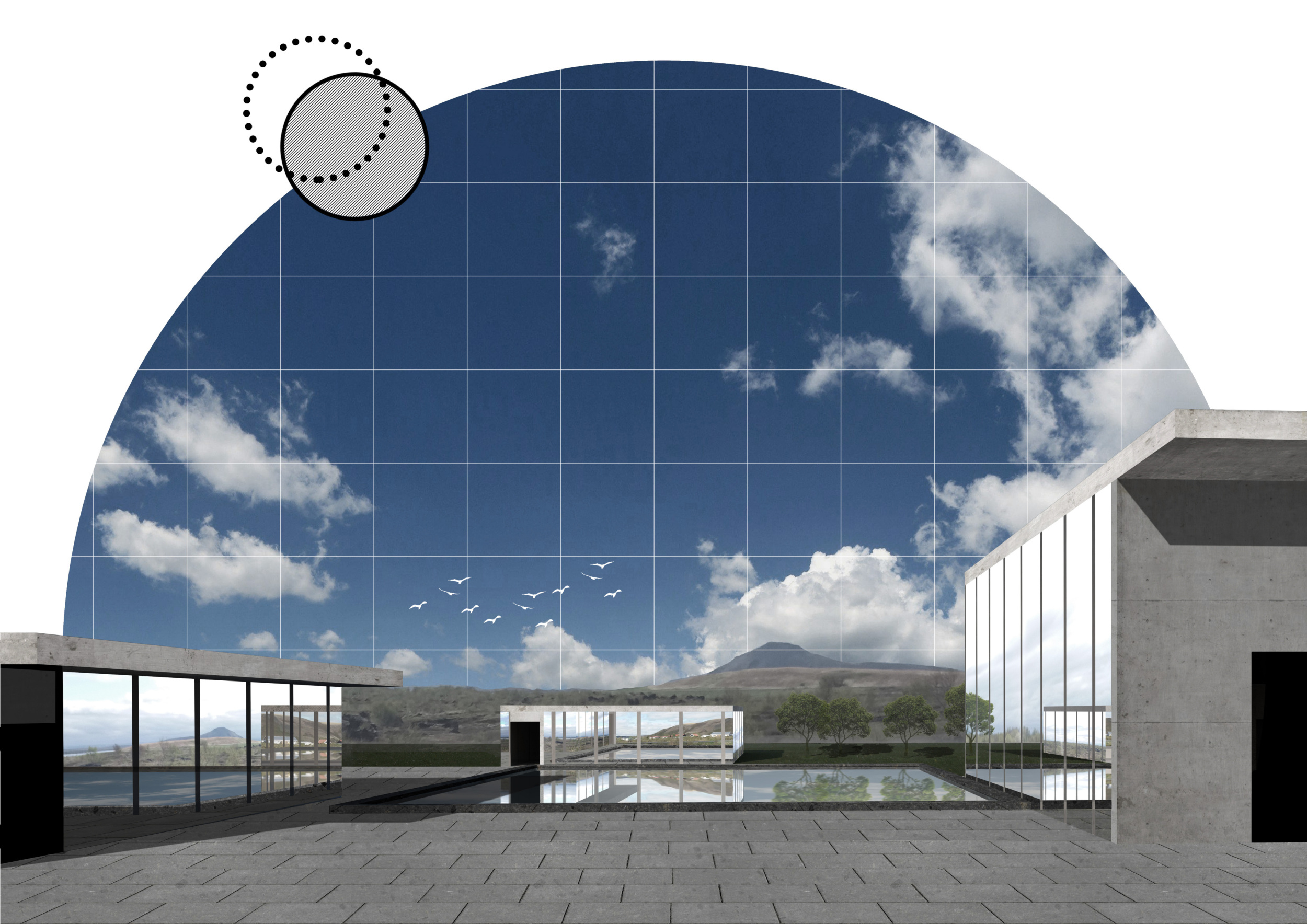 Architecture project // Lava Rock Paths and Ice Skating Rink in a ...