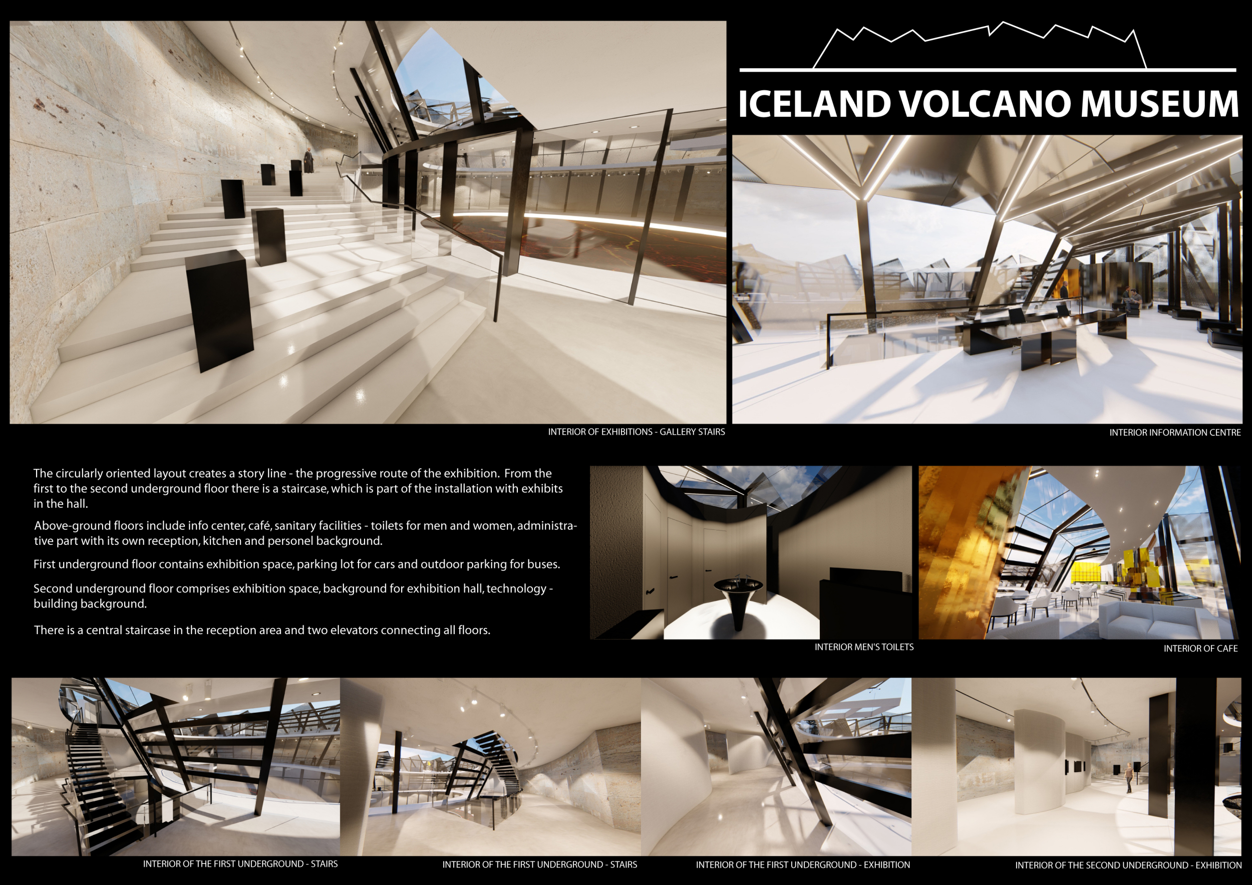 Architecture project // Backlit Volcanic Core in Concrete and Glass ...