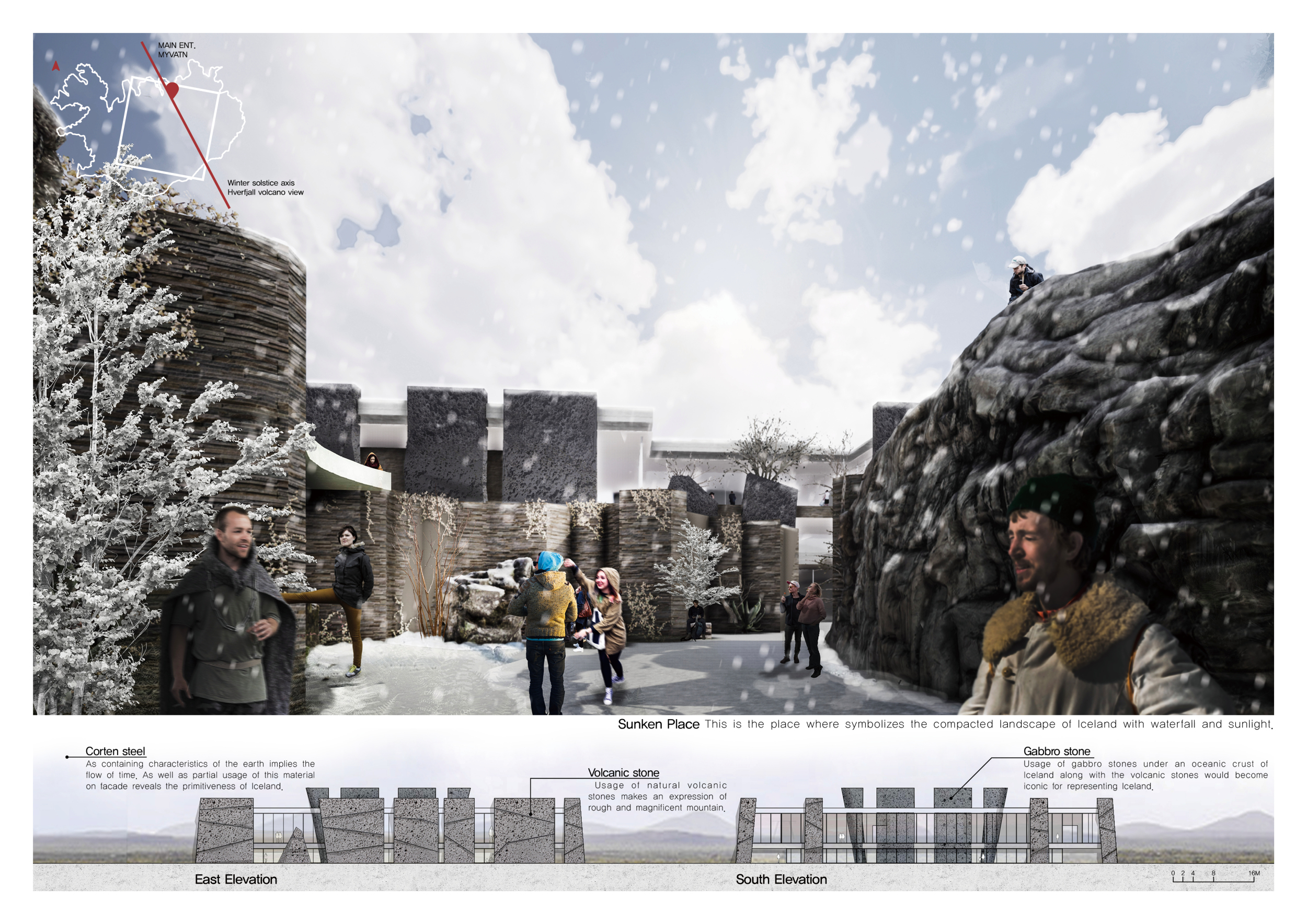 Architecture project // Geometric Design Highlighting Volcanic Stones ...