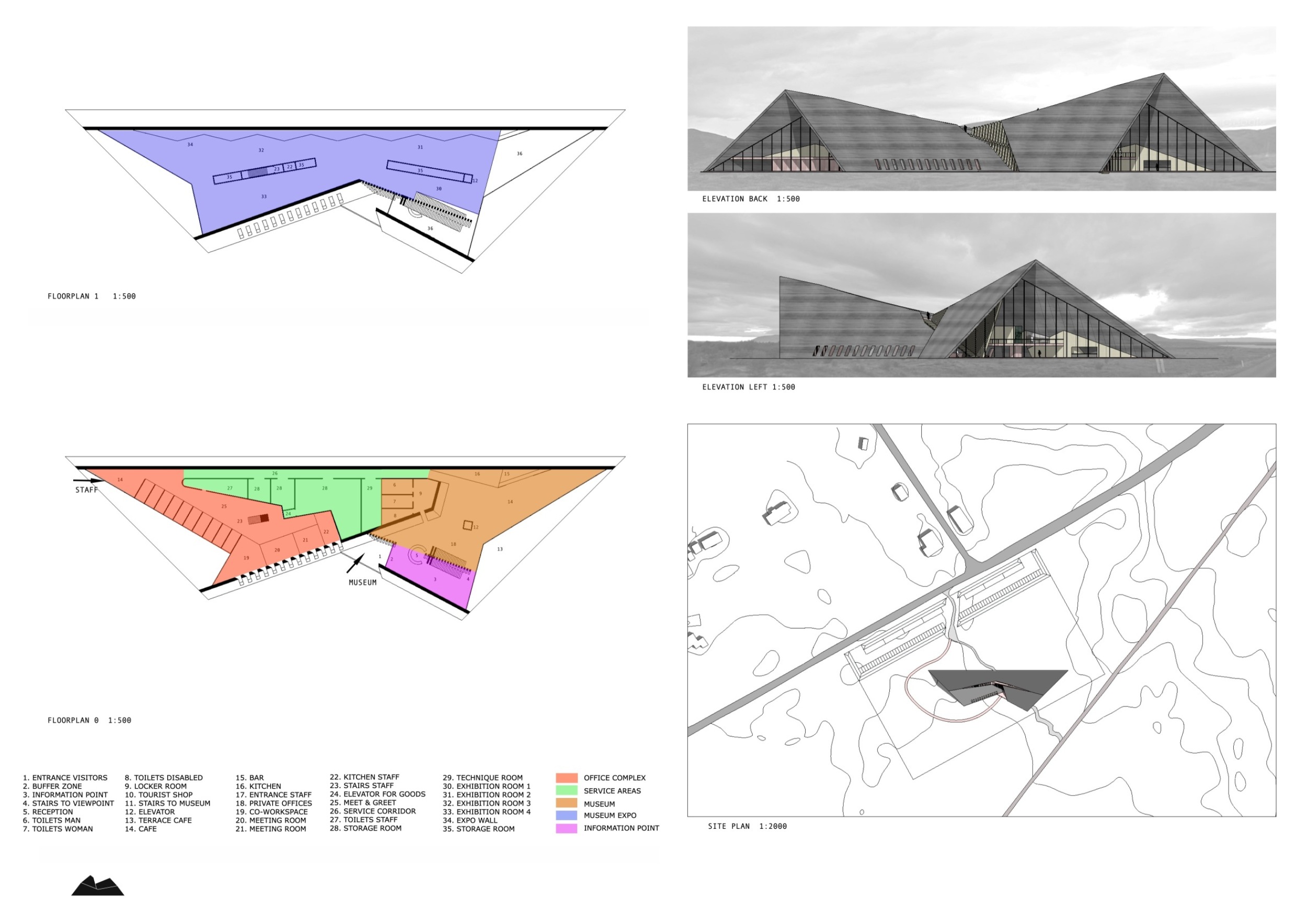Architecture project // Dark Concrete Form Embracing Natural Viewpoints ...