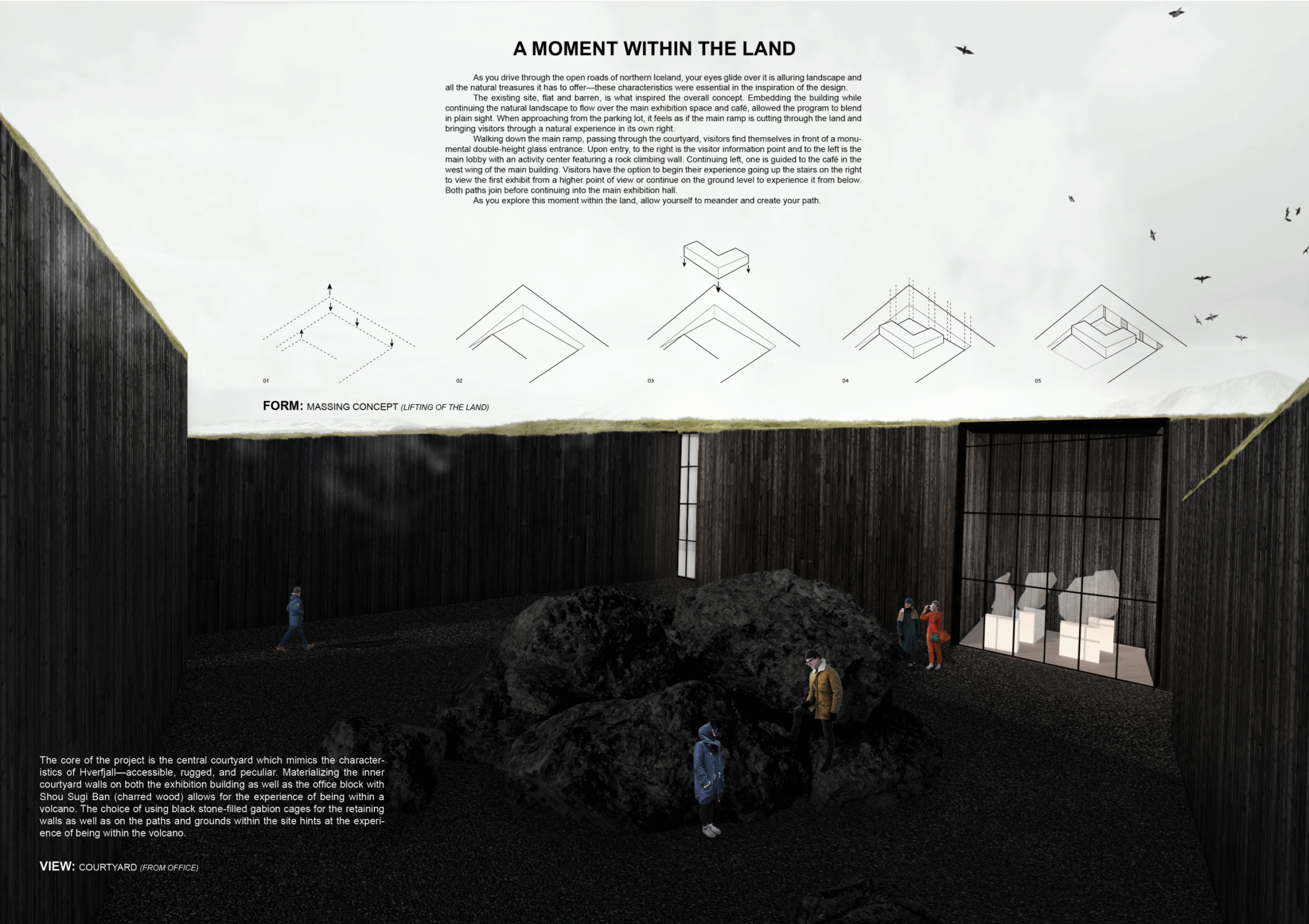 Architecture project // Charred Wood and Gabion Walls Integrate Cafe ...
