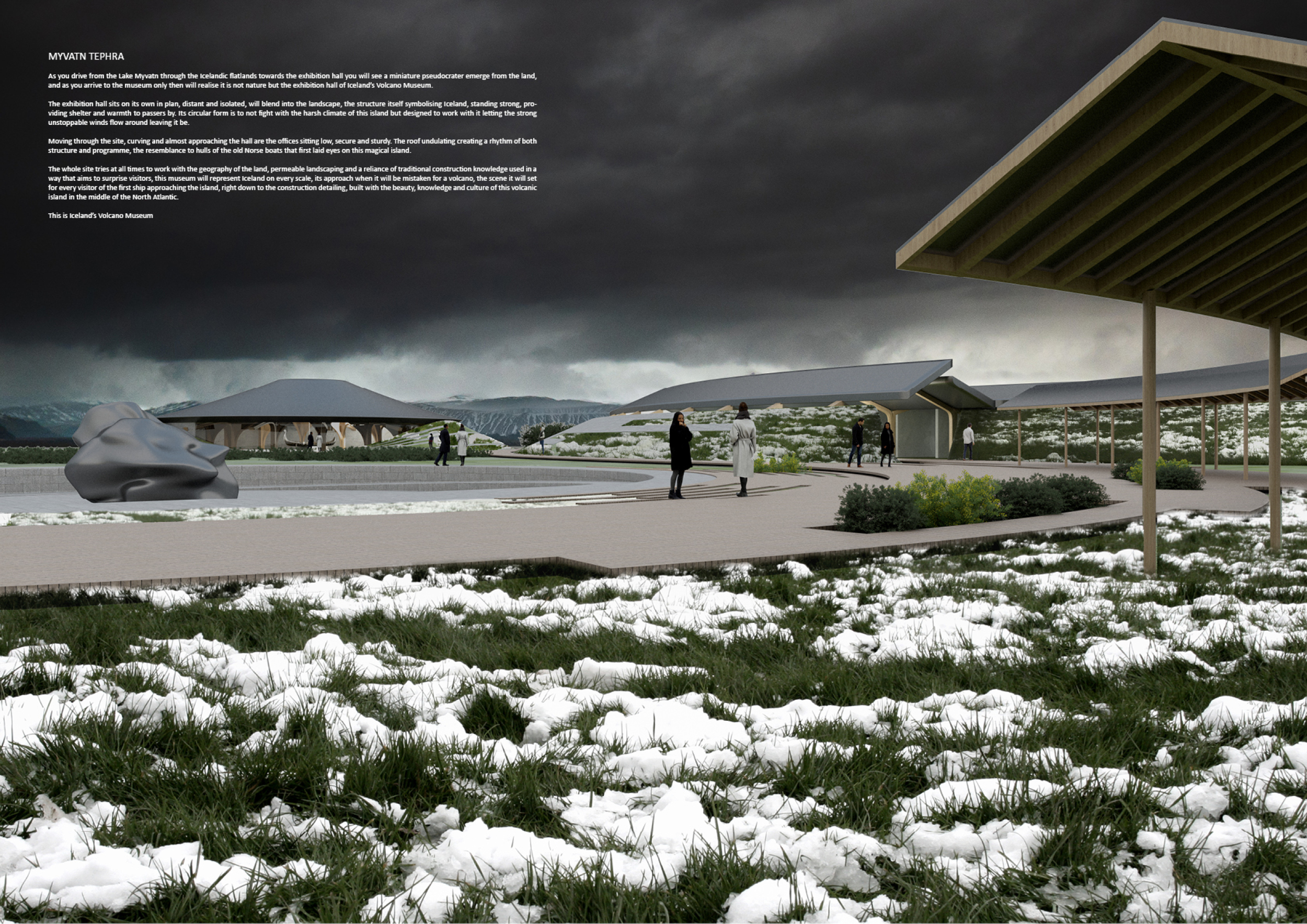 Architecture project // Circular Shelter Embracing Volcanic Heritage ...