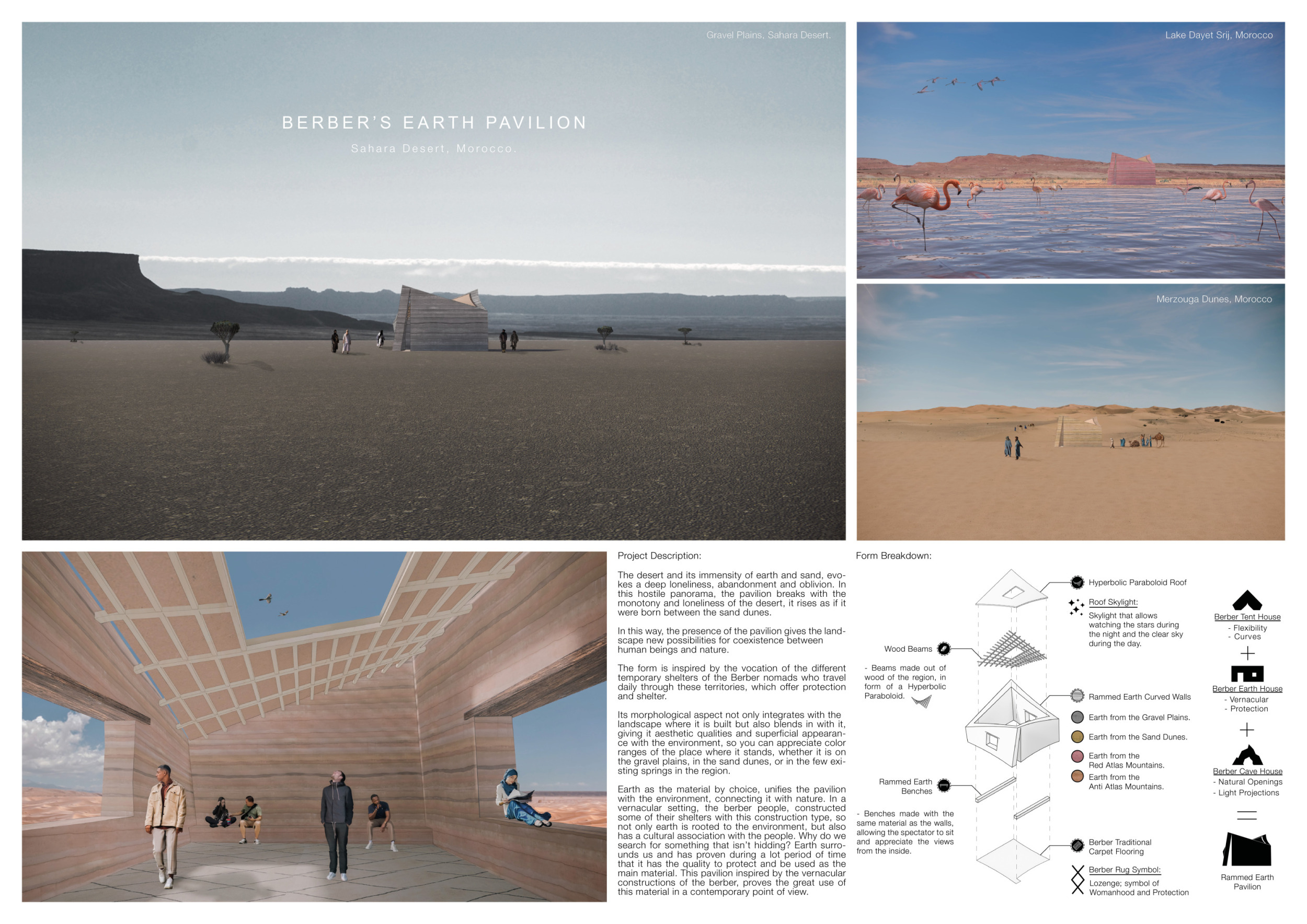Architecture project // Rammed Earth Pavilion with Hyperbolic ...