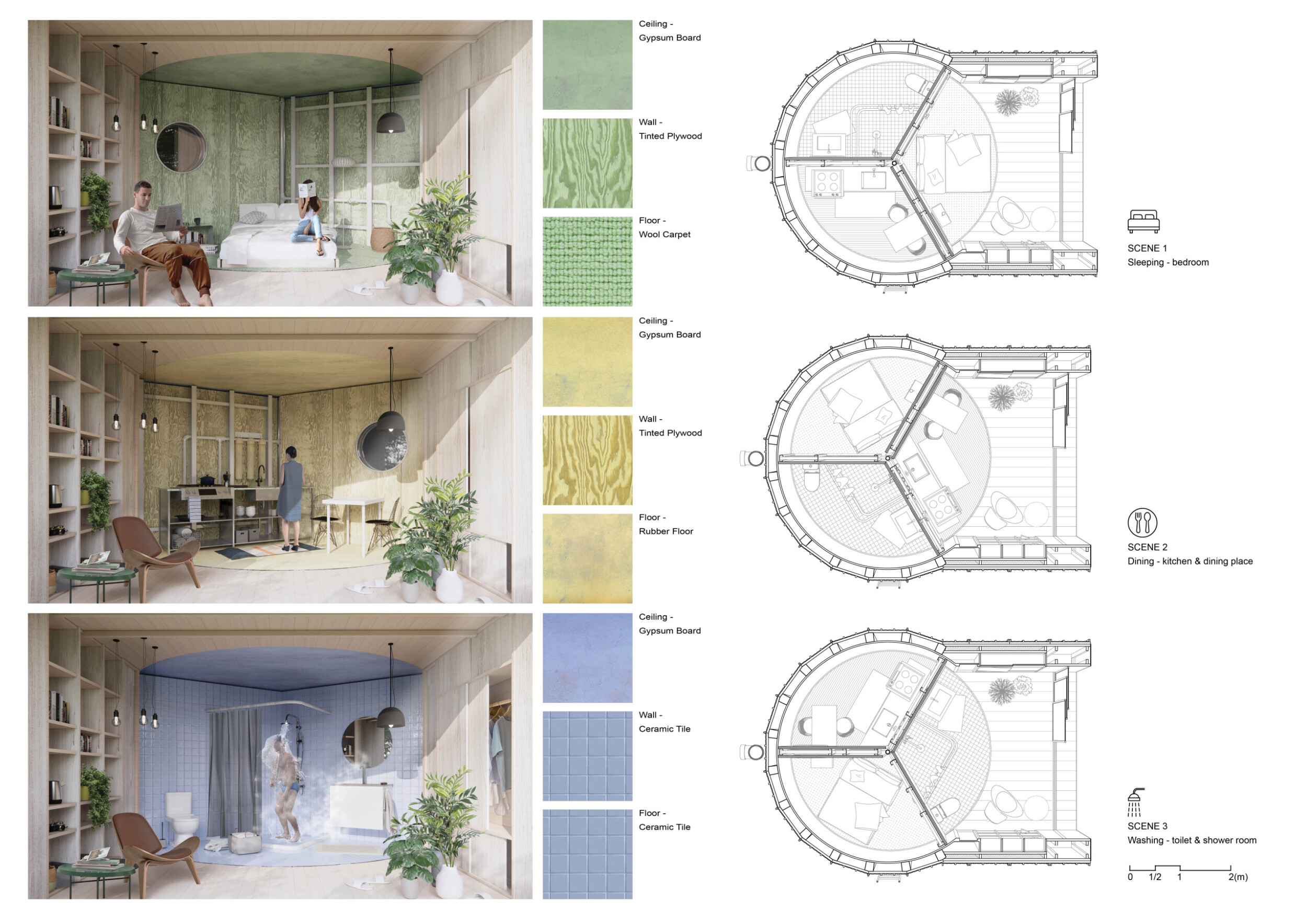 Architecture project // Rotating Core System with Plywood and Gypsum ...