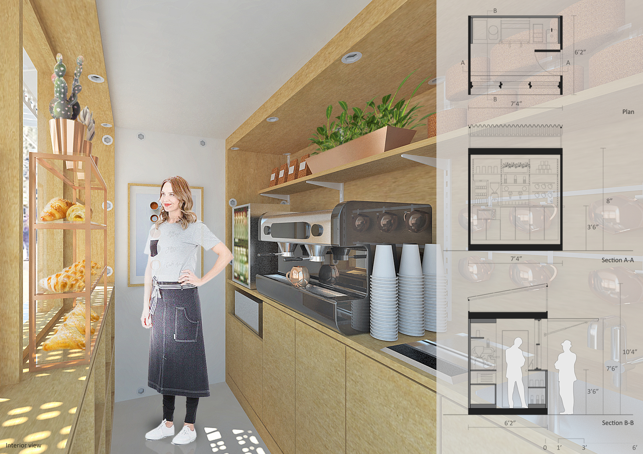Architecture project // Modular Coffee Kiosk with Perforated Aluminum ...