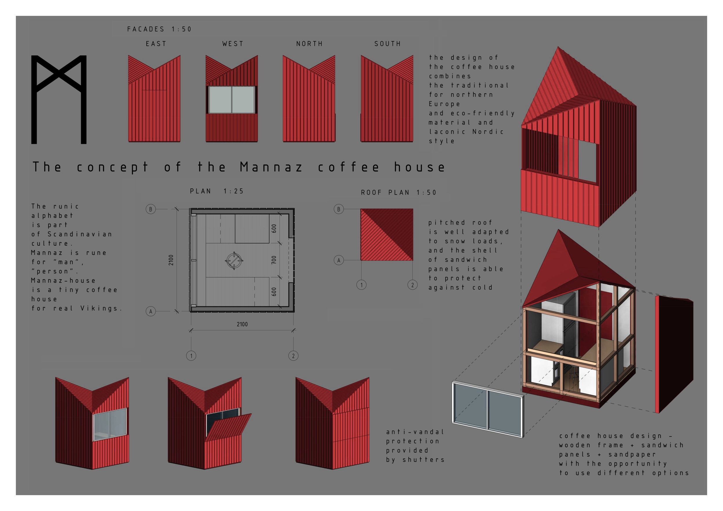 Architecture project // Runic Inspired Coffee House with Pitched Roof ...
