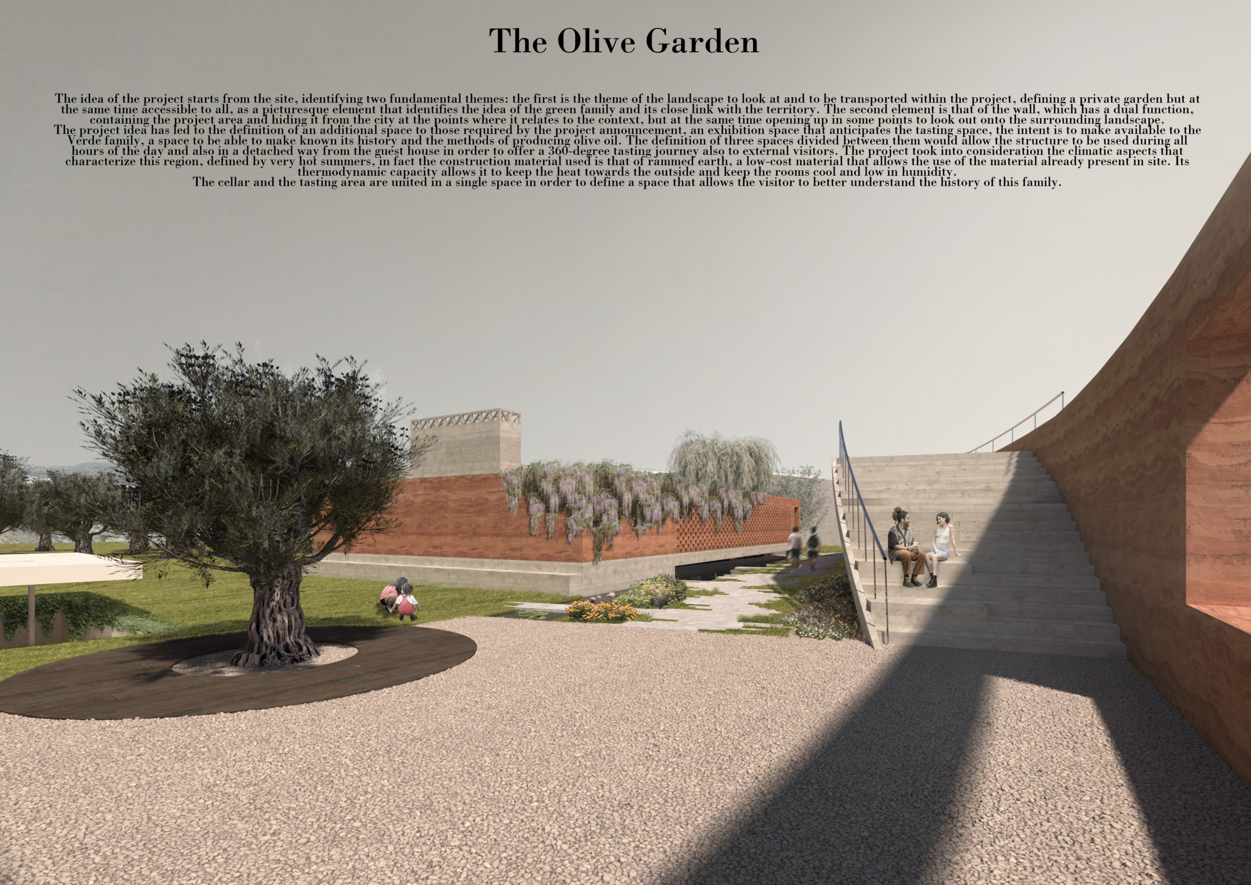 Architecture project // Rammed Earth Structure Surrounded by Olive ...
