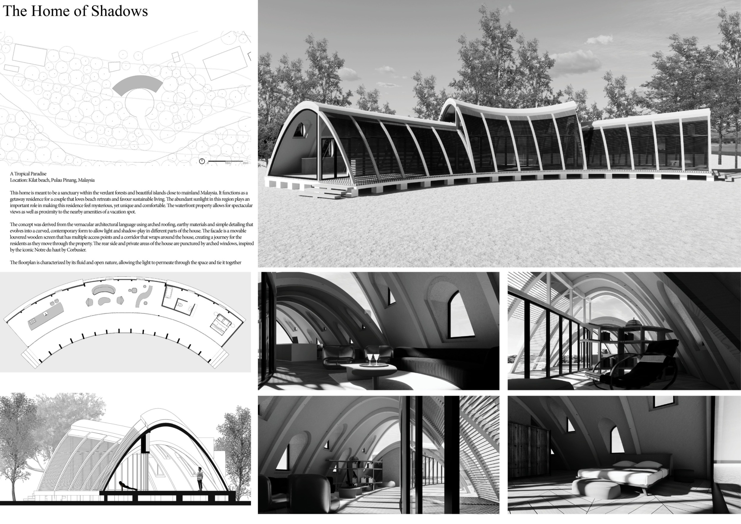 Architecture project // Louvered Wooden Screens and Arched Design ...