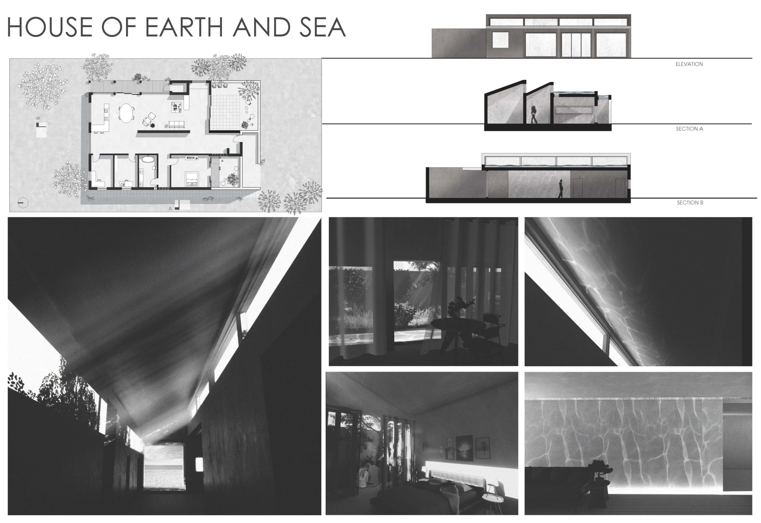 Architecture project // Symmetrical Elevation with Fluid Interior Flow