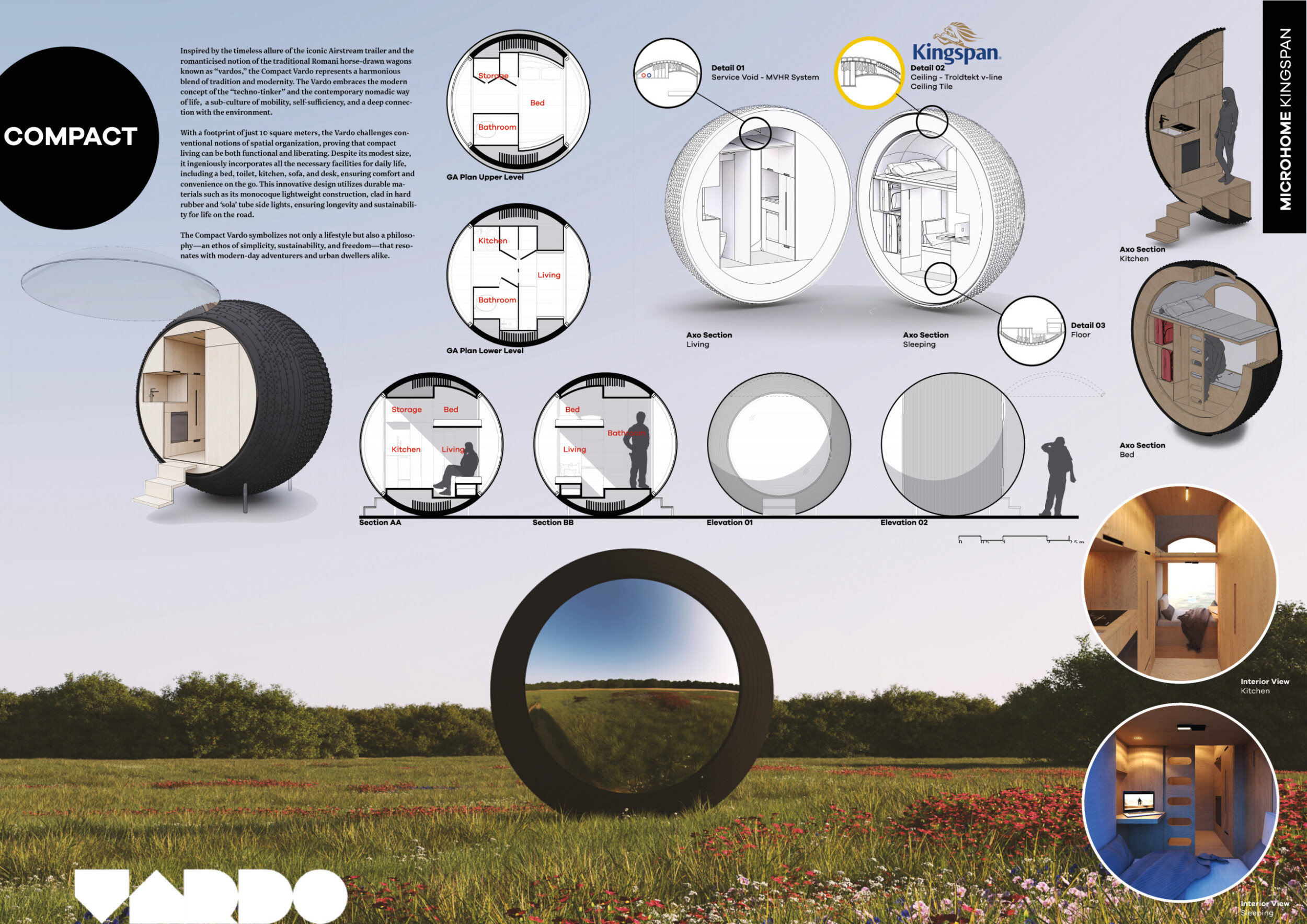 Architecture project // Circular Microhome with Reflective Surface and ...