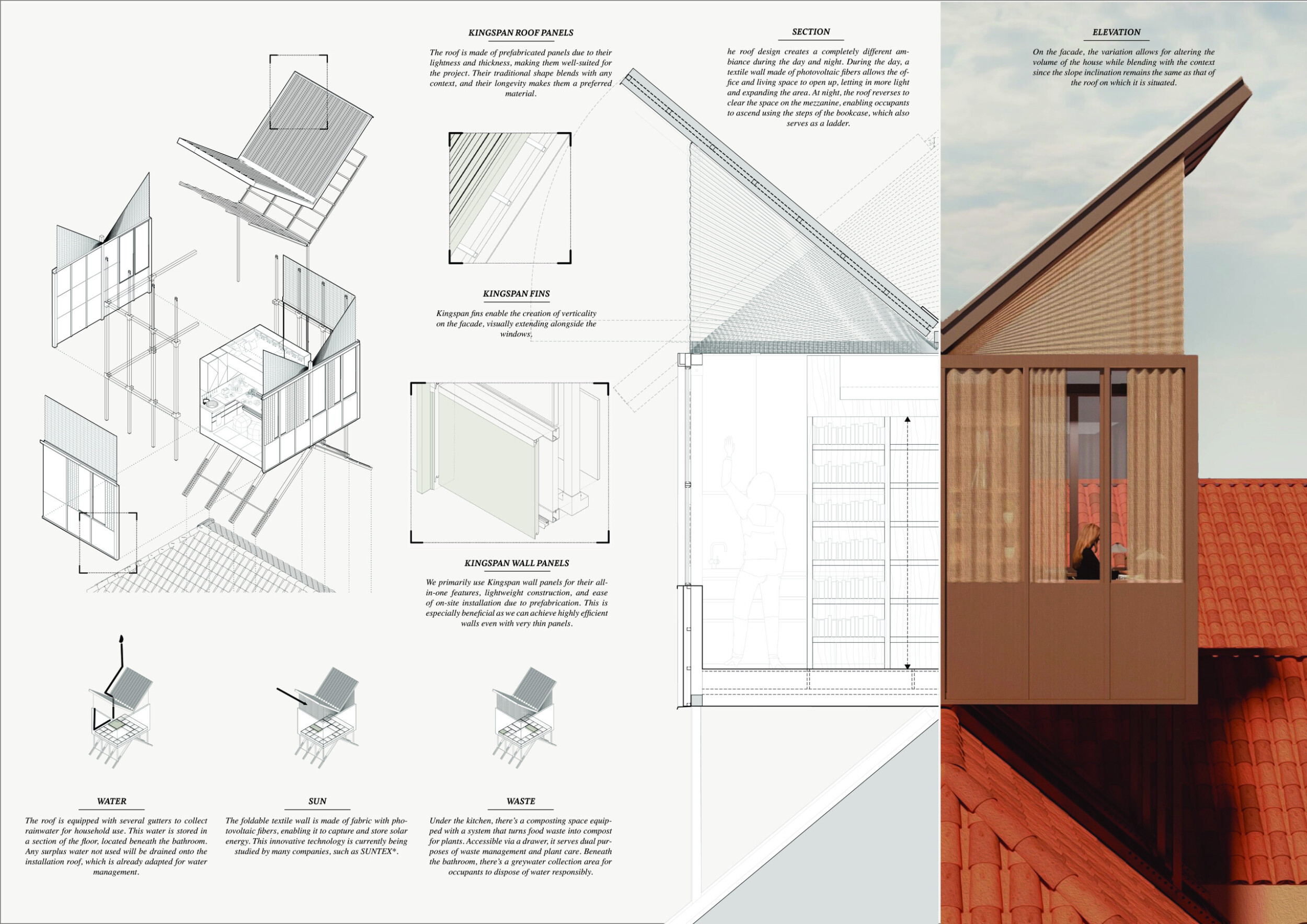 Architecture project // Elevated Living with Slidable Roof and Steel ...