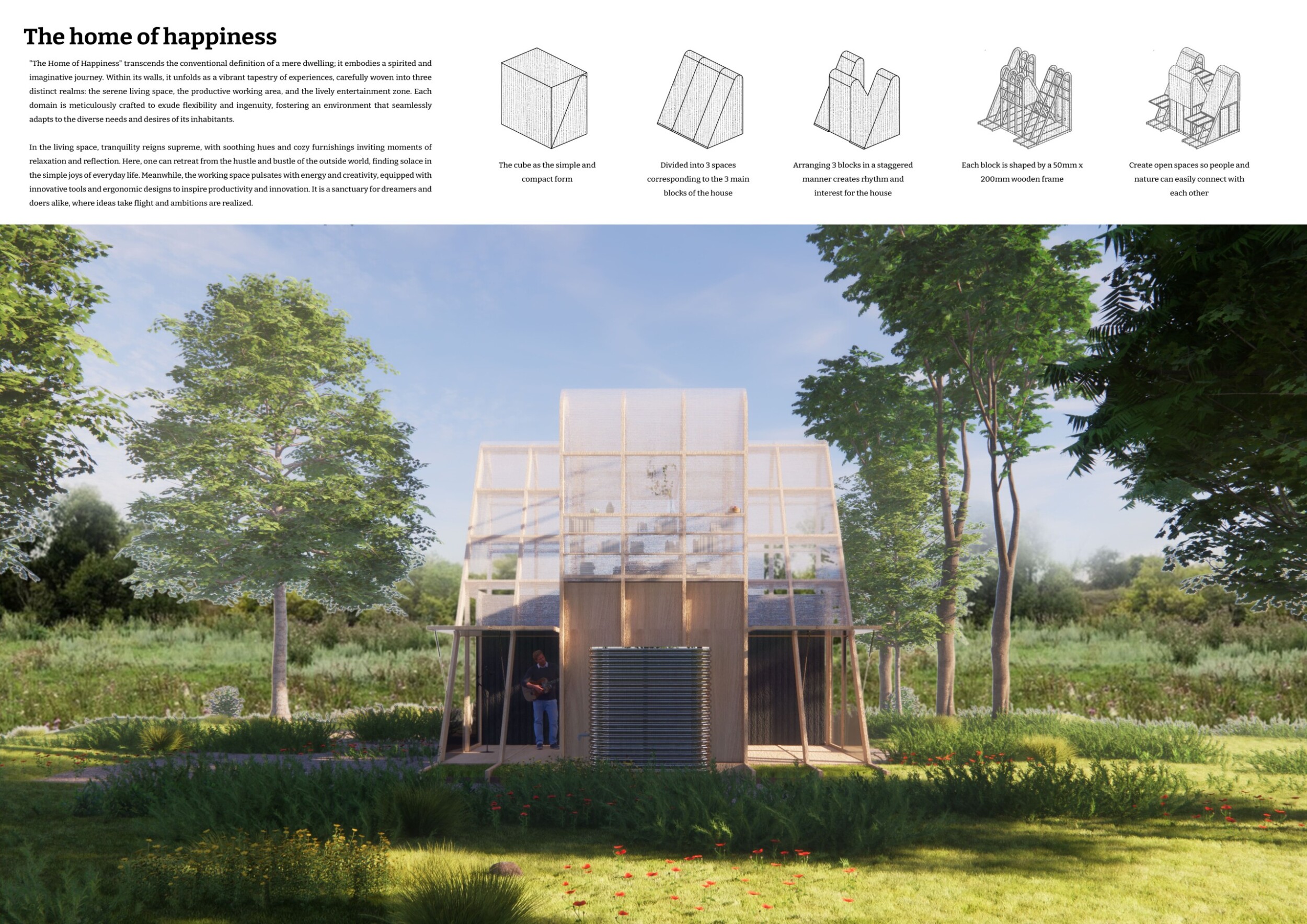 Architecture project // Staggered Cubical Form with Transparent Roofing ...