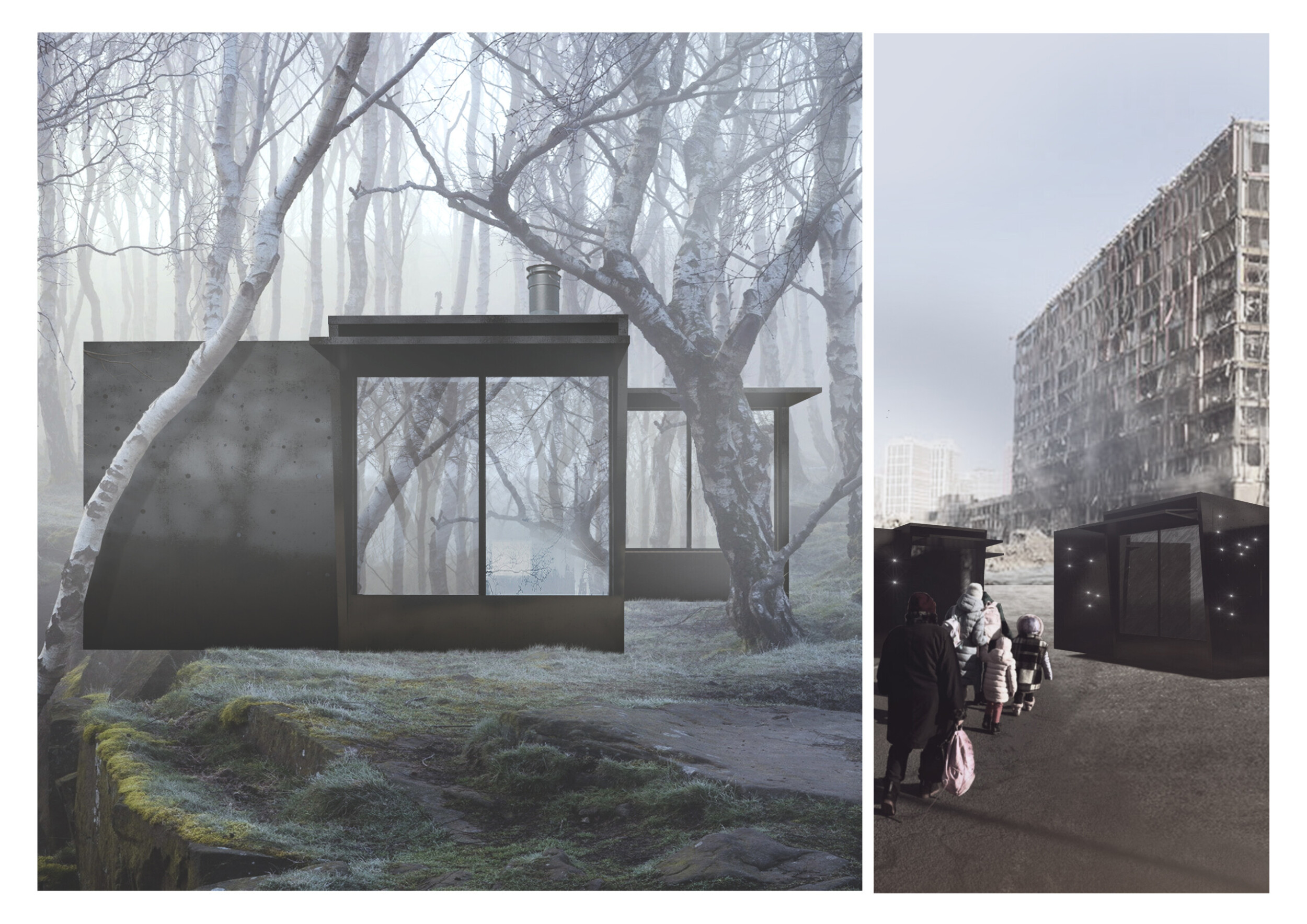 Architecture project // Charred Facade and Modular Design Create a ...