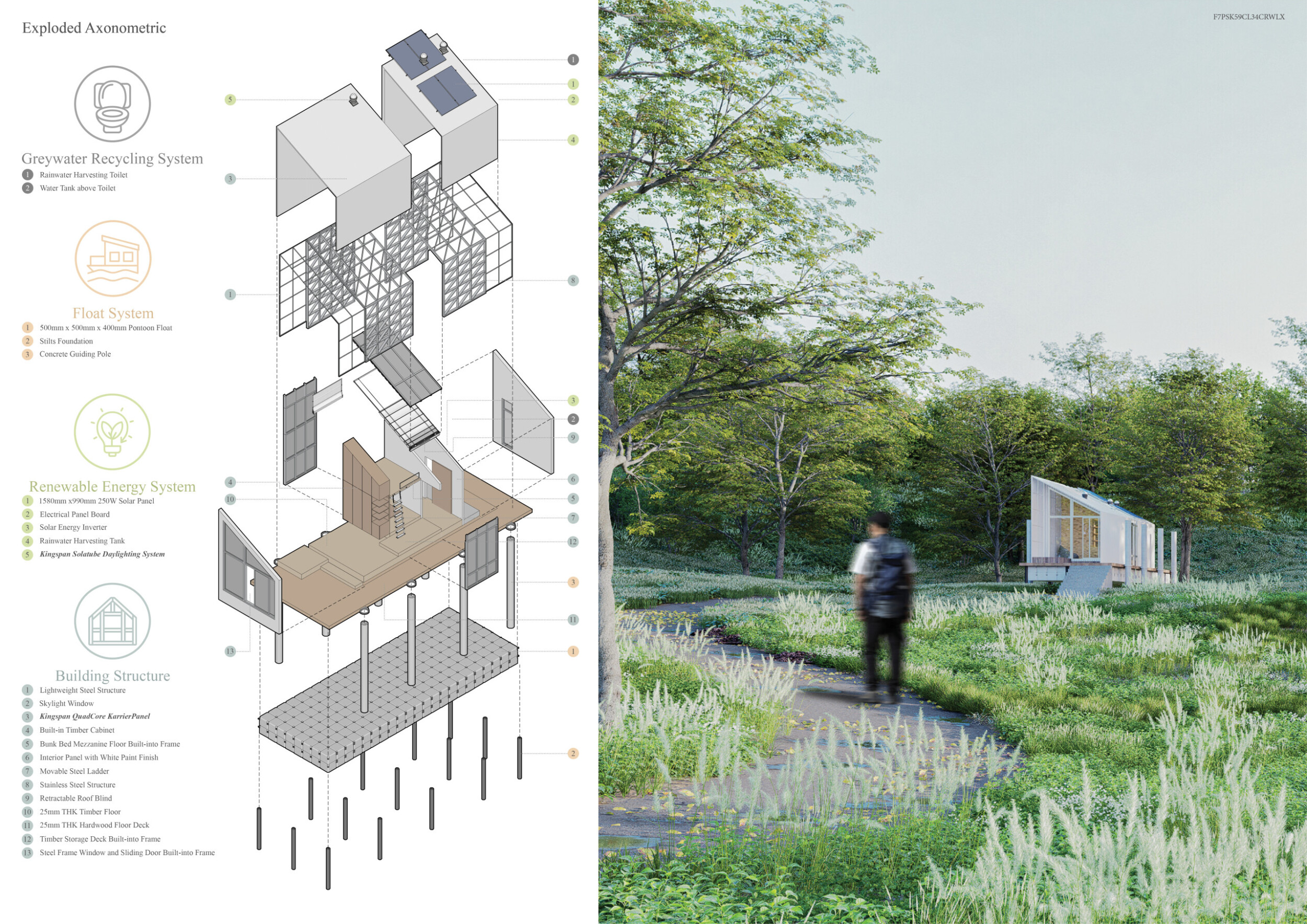 Architecture project // Floating Structure Elevated on Pylons with ...
