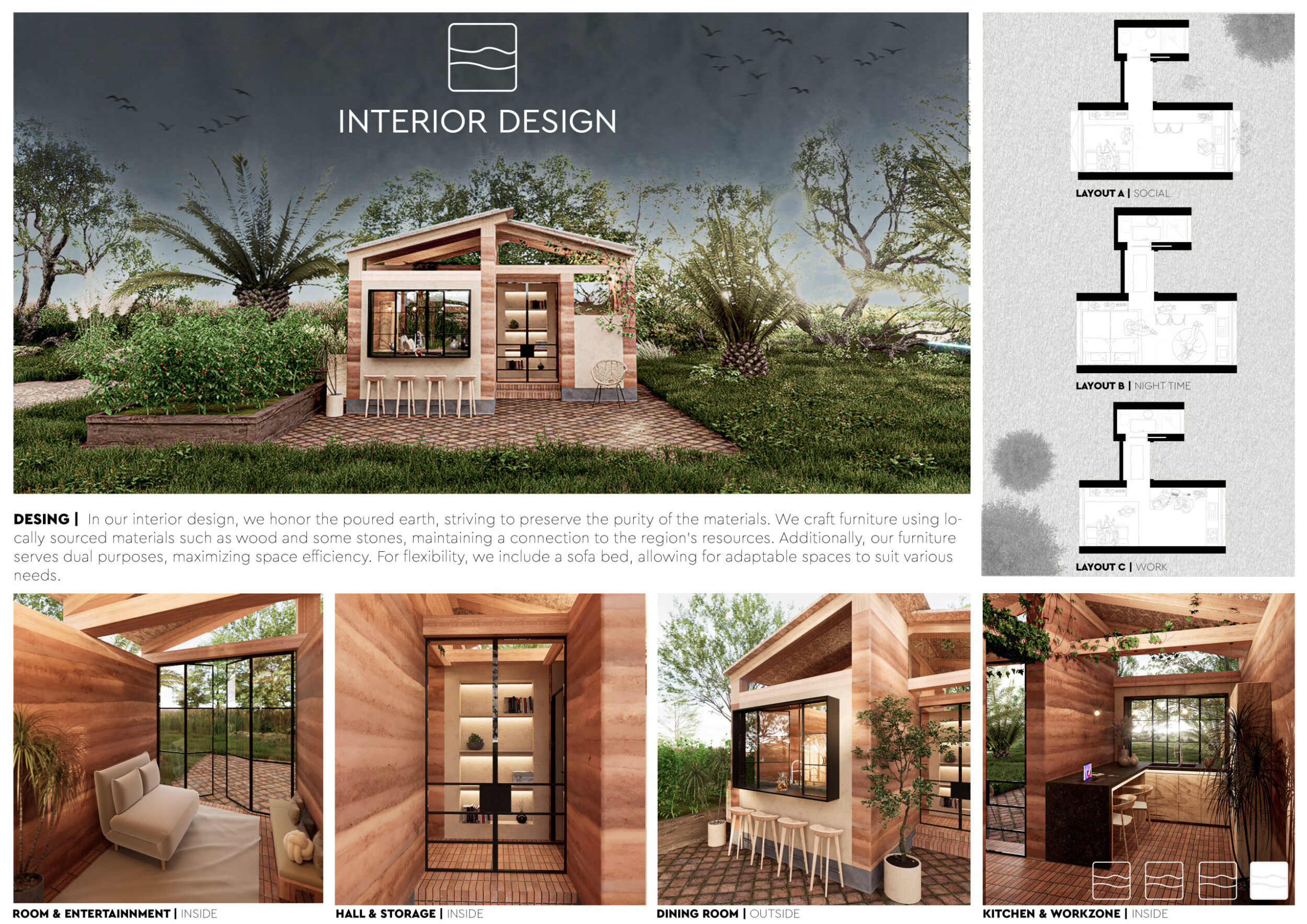 Architecture project // Poured Earth Walls and Modular Clusters in ...