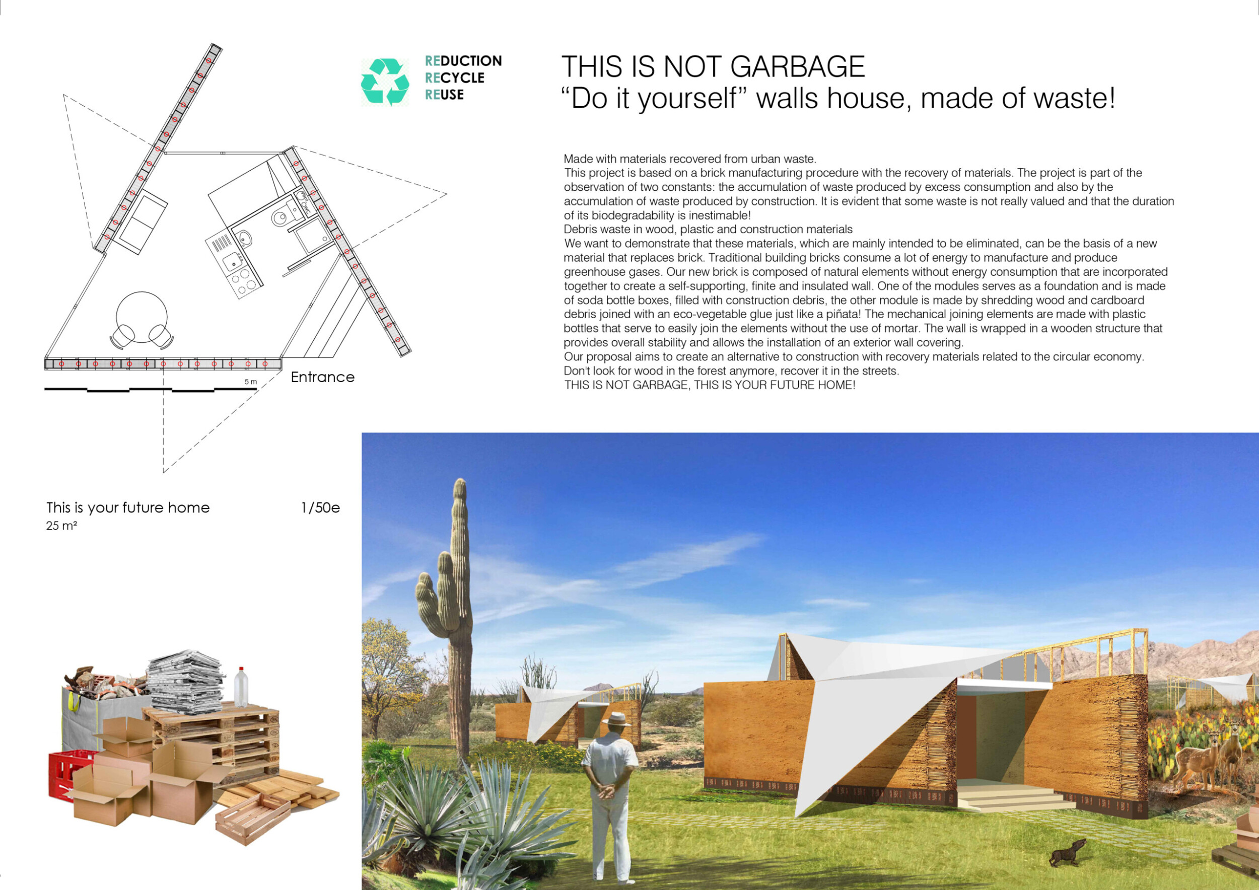 Architecture project // Repurposed Bottles and Natural Materials Create ...
